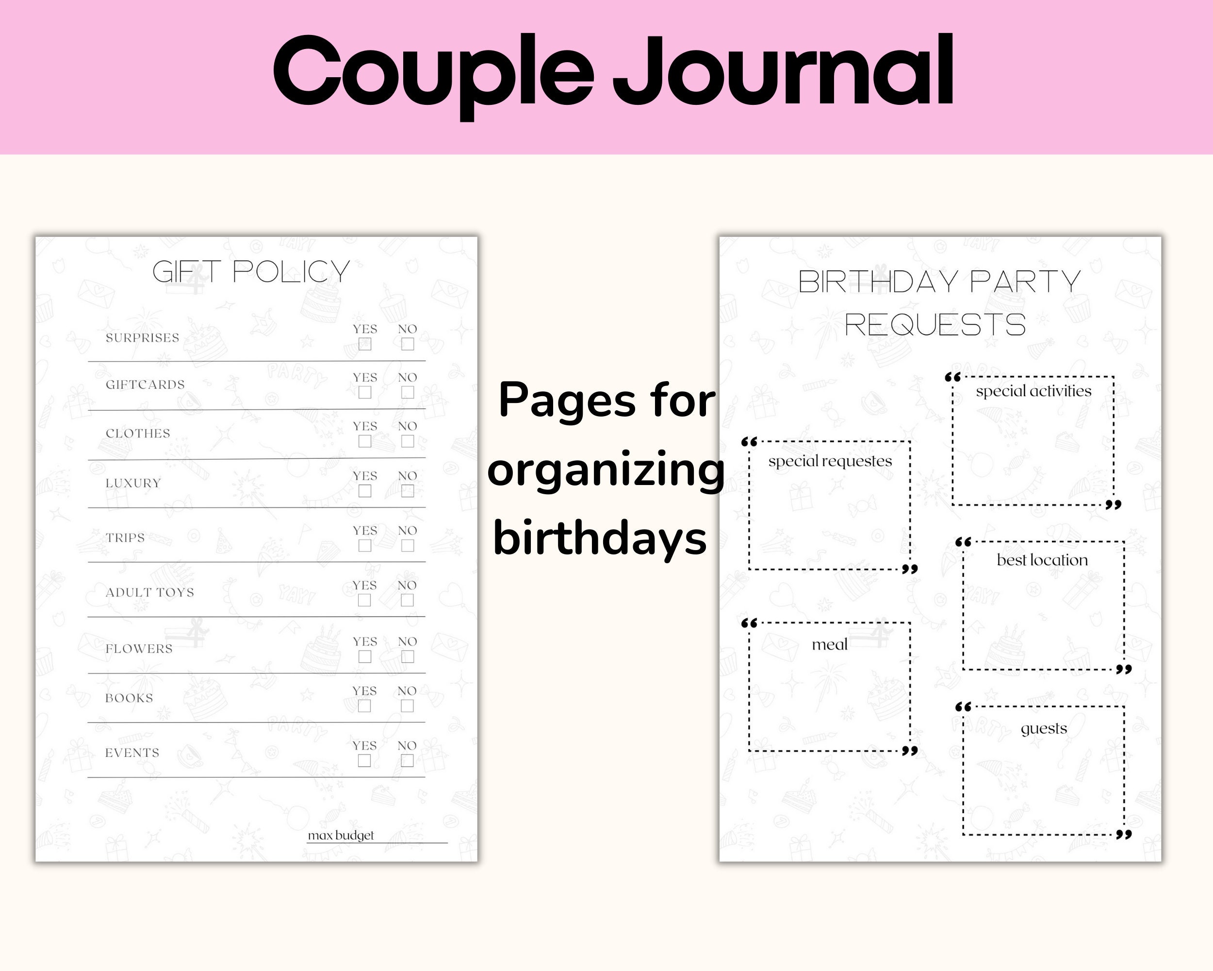 Couple Journal Couple Planner Printable Planner Gender-neutral ...