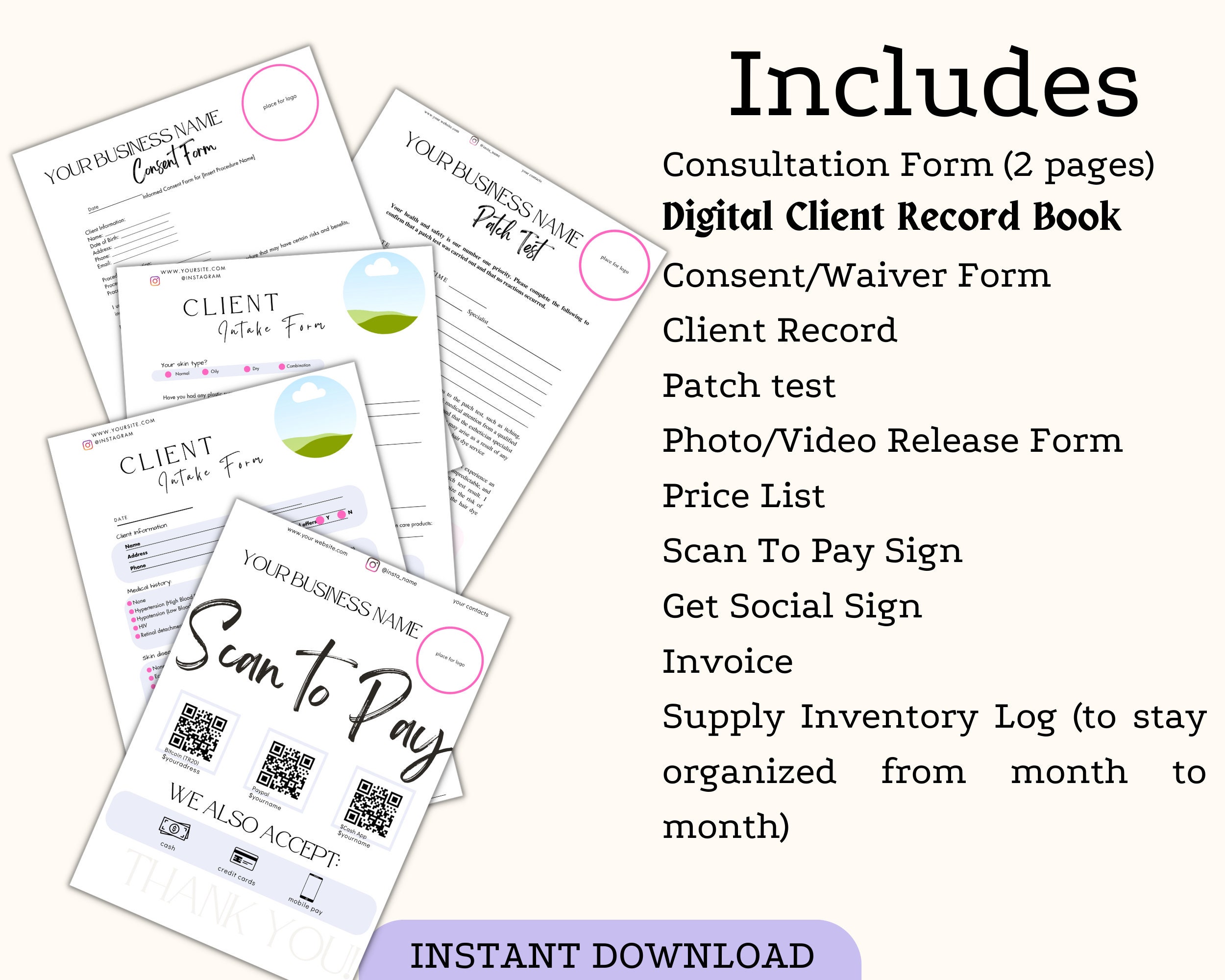 Facial Treatment Forms Editable Esthetician Templates Printable Consent ...