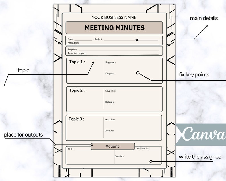 Meeting Notes Template US Letter Printable Agenda Digital Download for ...