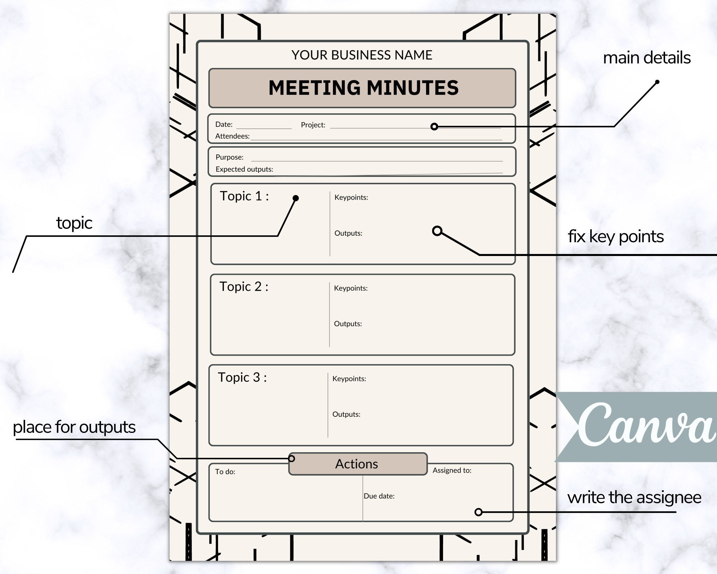 Meeting Notes Template US Letter Printable Agenda Digital Download for ...