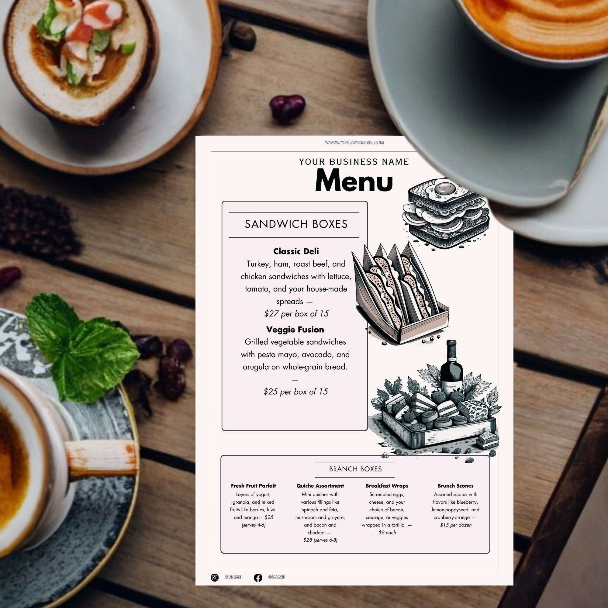 Cafe Menu Template Restaurant Menu Diy Business Menu Template ...