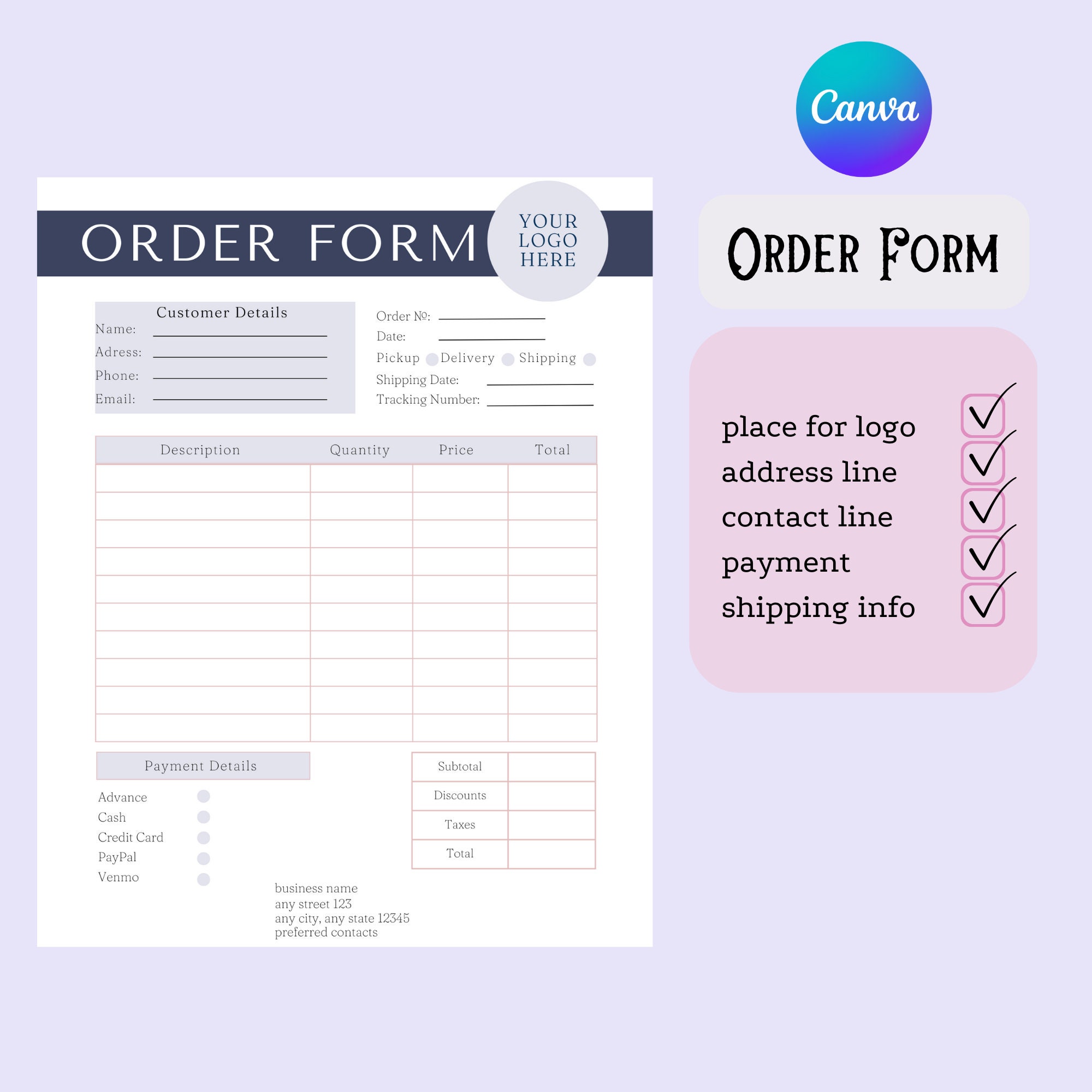 Editable Inventory Management Form Custom Order Form Template Inventory ...
