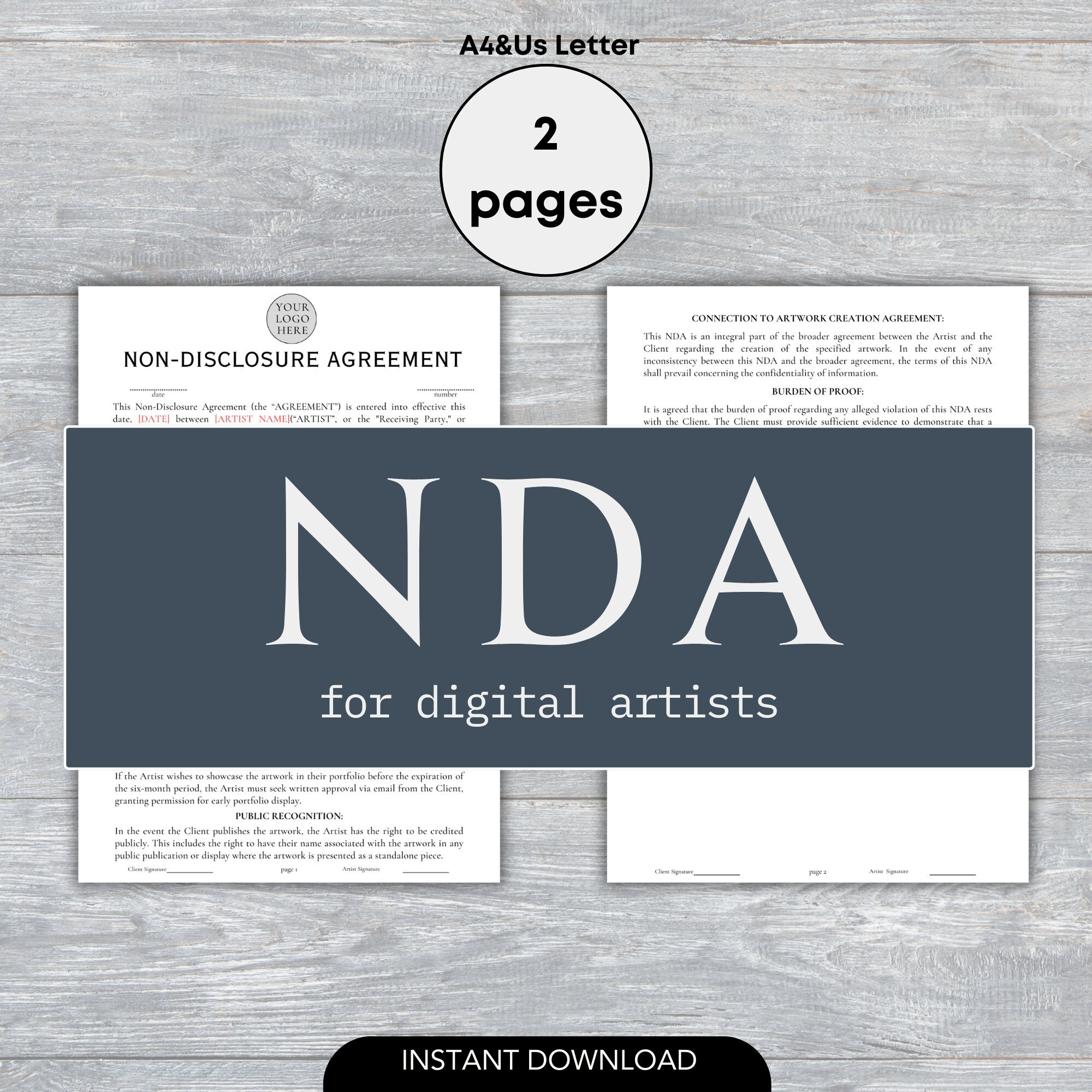 Digital Artist NDA Template NDA for Artist Non-disclosure Agreement ...