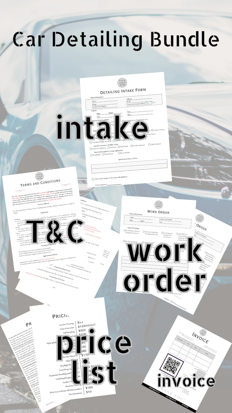 Car Detailing Premium Forms Vehicle Detailing Pricing Form Auto ...