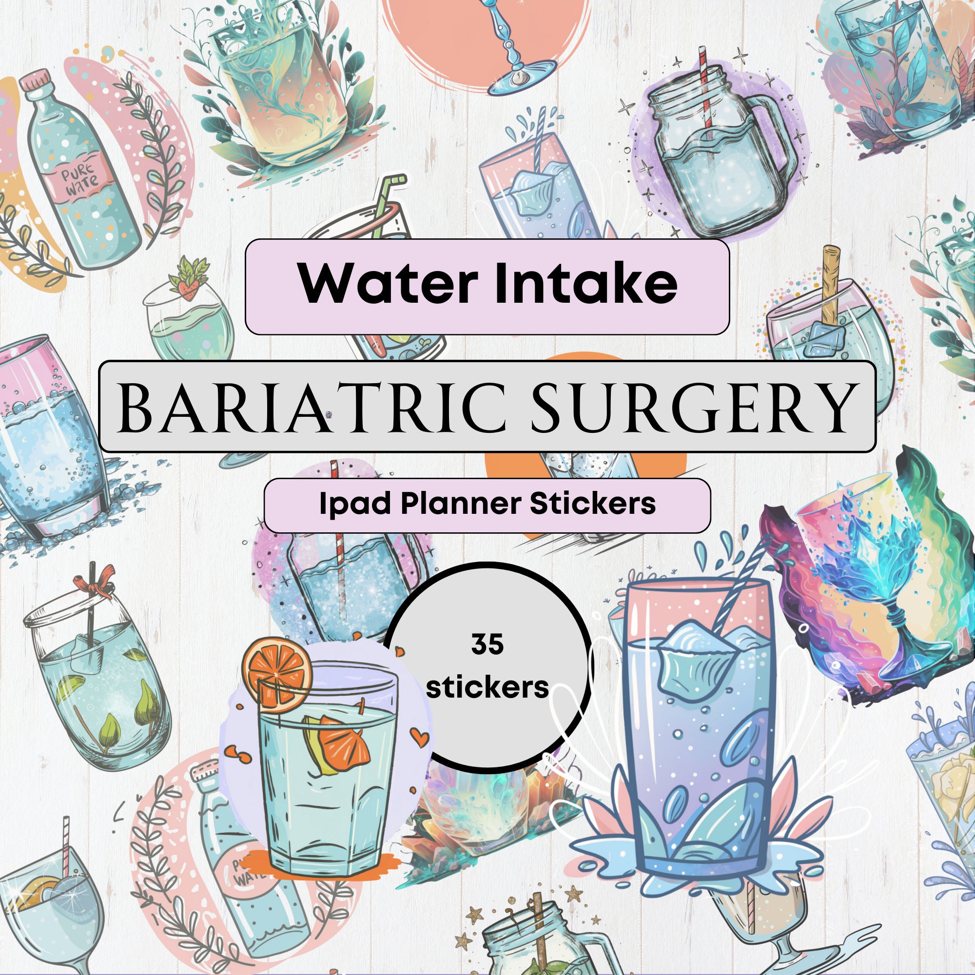 Bariatric Stickers for Goodnotes Bariatric Patient Stickers Water ...