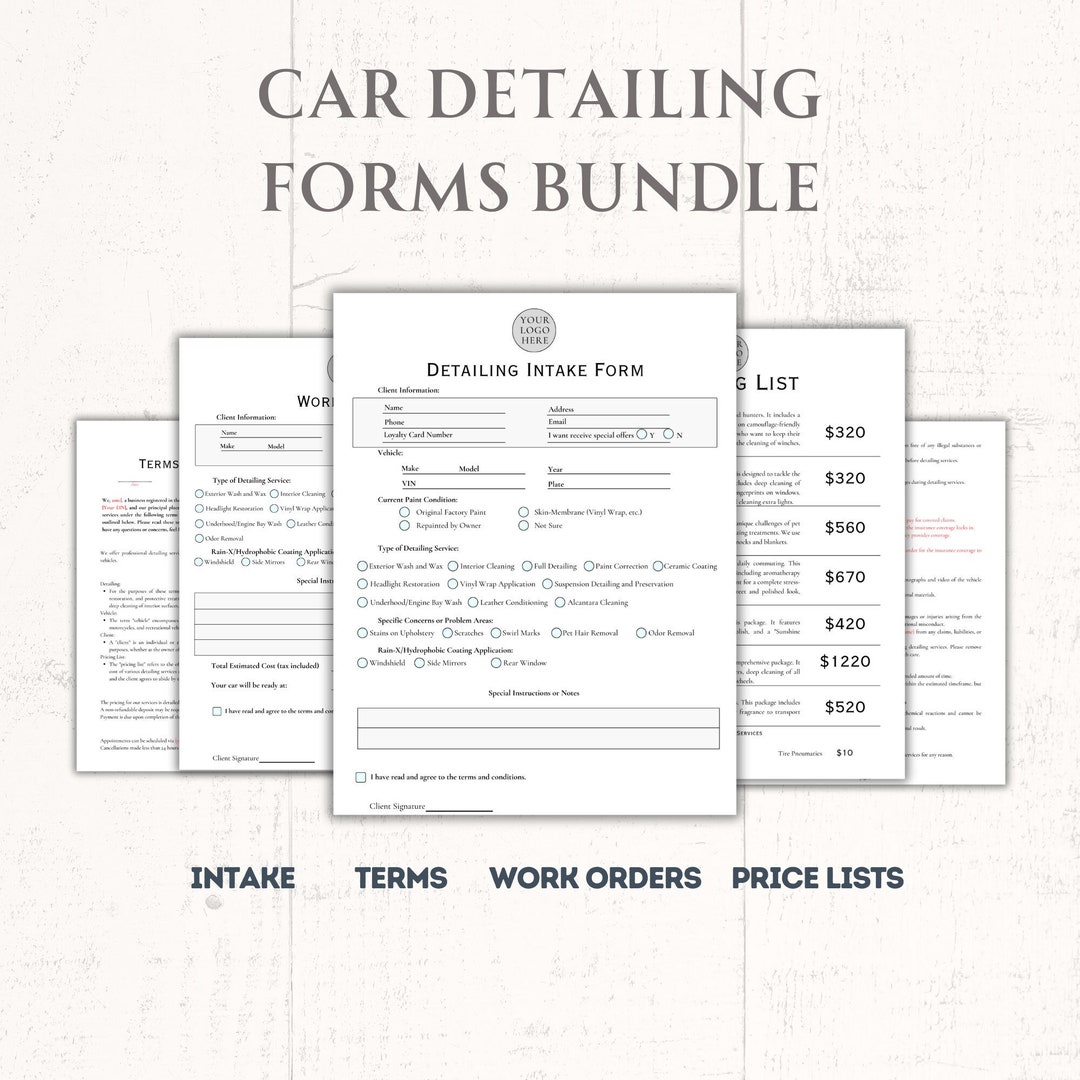 Detailing Business Forms Vehicle Detailing Services Terms and ...