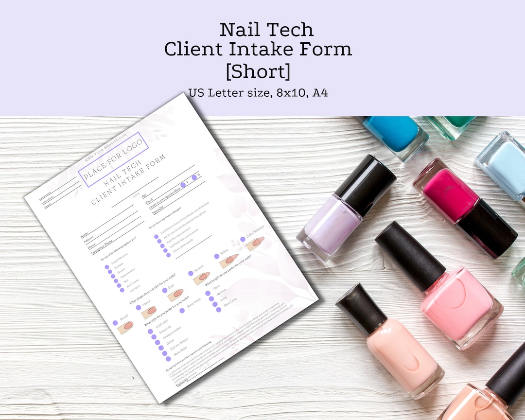Nail Tech Client Intake Form Small Business Forms Manicure Intake Forms ...