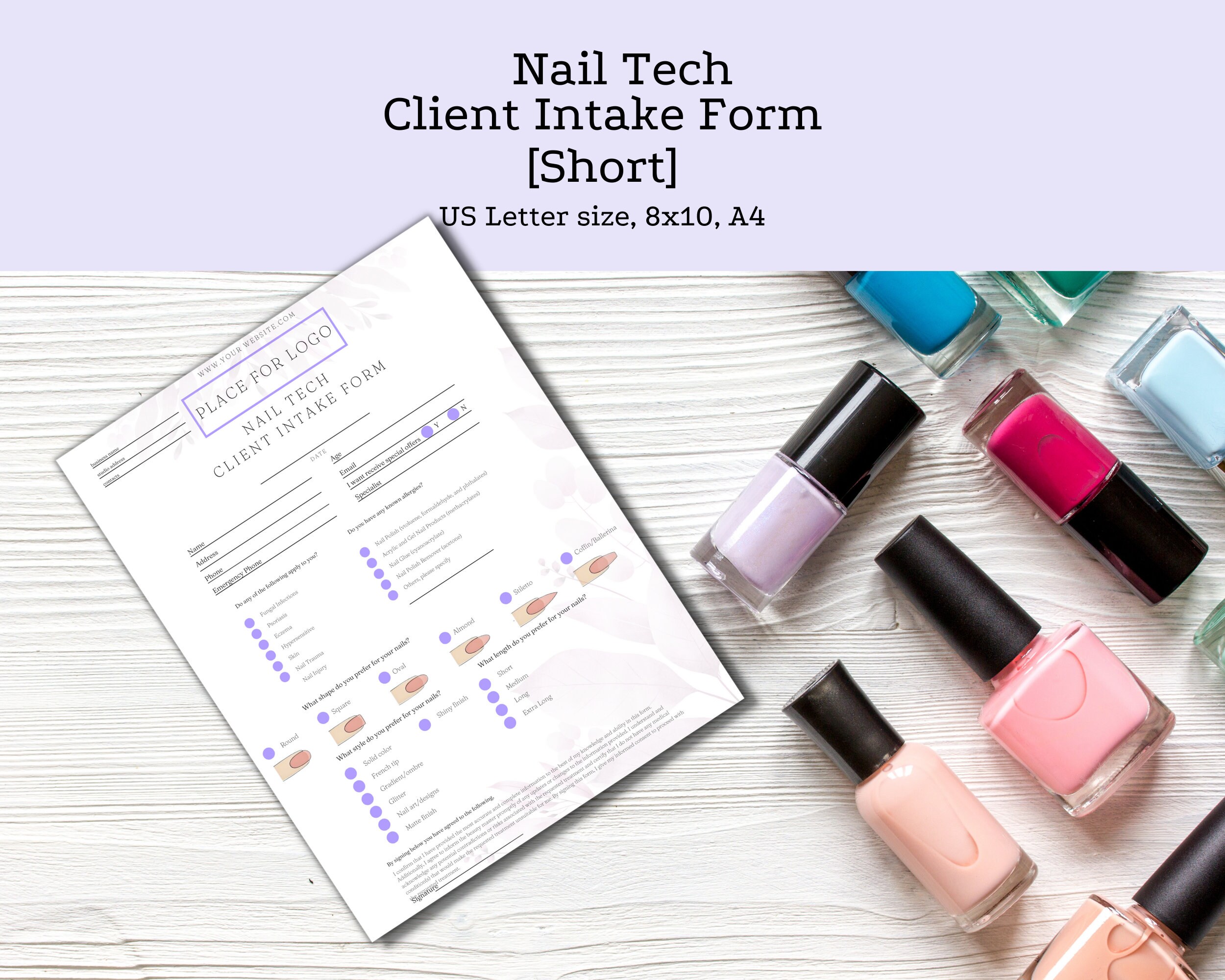 Nail Tech Client Intake Form Small Business Forms Manicure Intake Forms ...