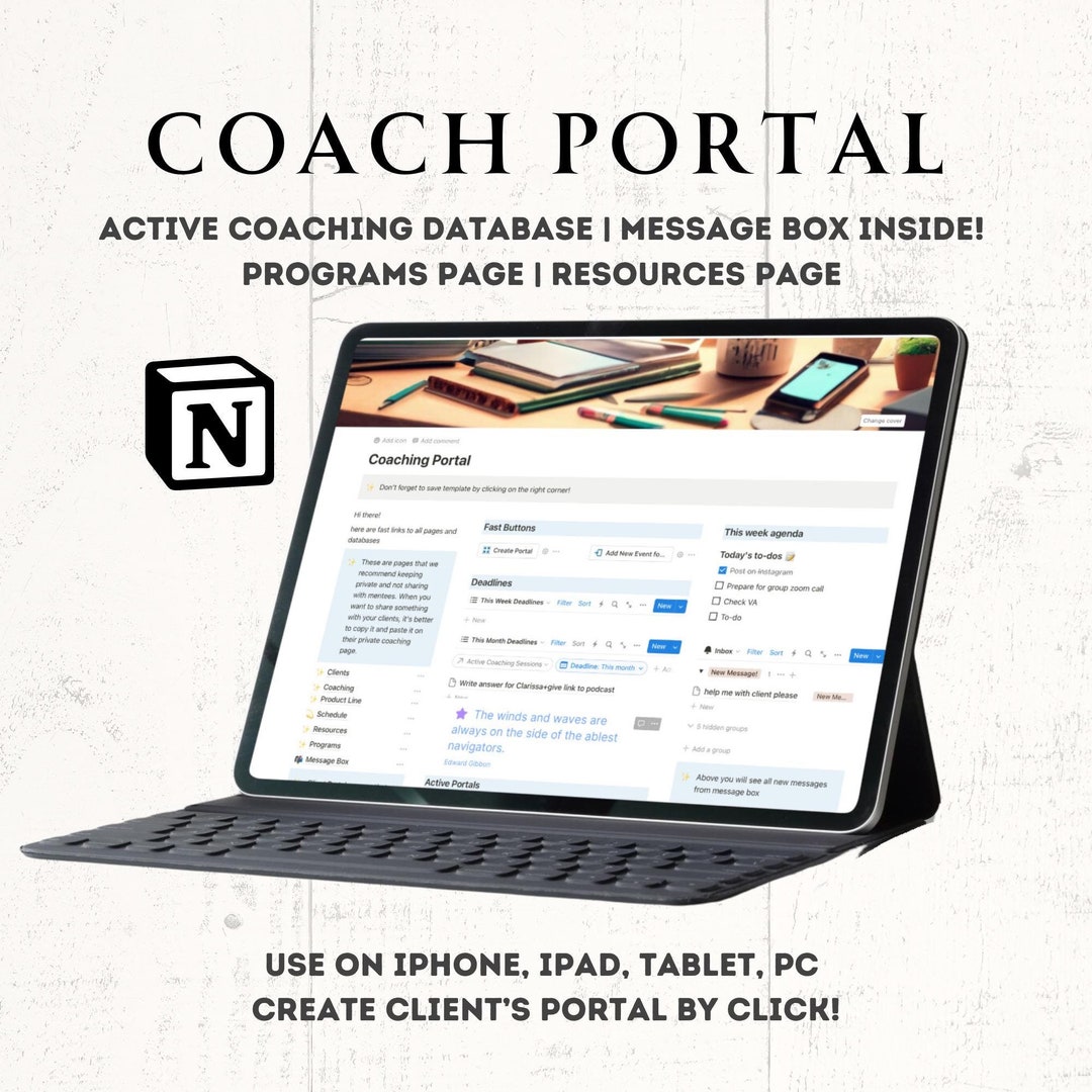 Coaching Portal Notion Template Coaching Client Portal Notion Crm ...