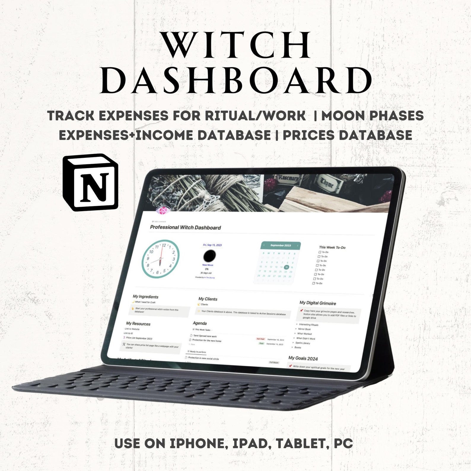 Ultimate Notion for Witches CRM for Professional Witch Inventory Tracker Notion Template Tarot ...