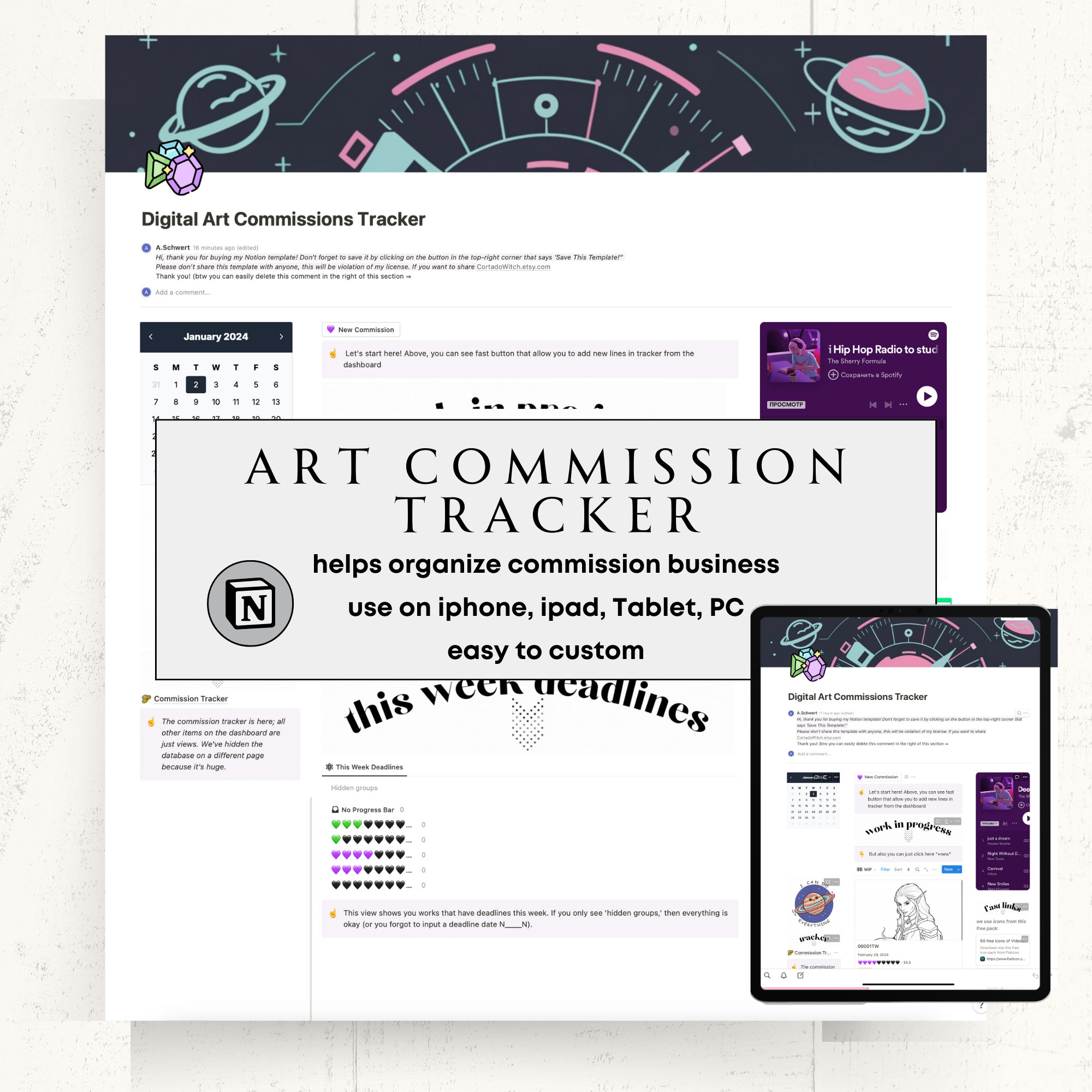Art Commission Tracker Template Notion Artist Organizer Art Commissions ...