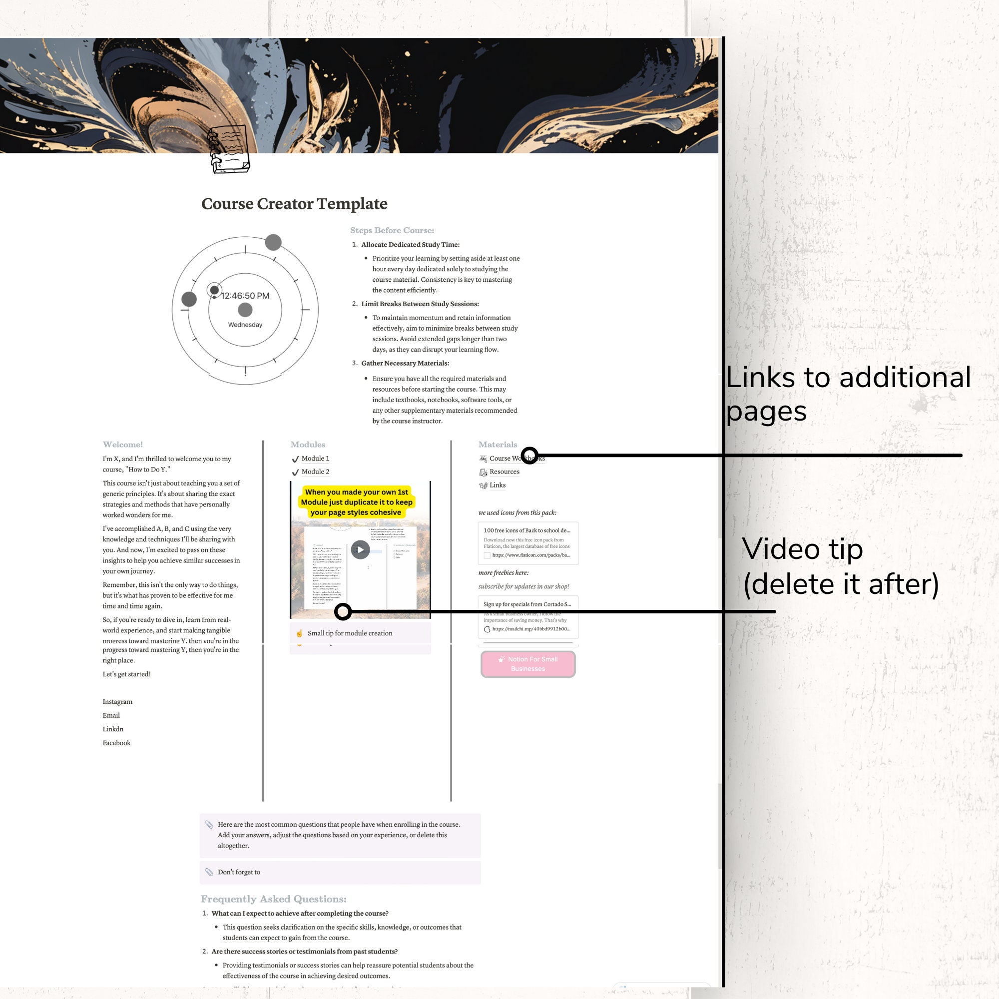 Course Creator Notion Template Course Host Digital Course Creation and ...