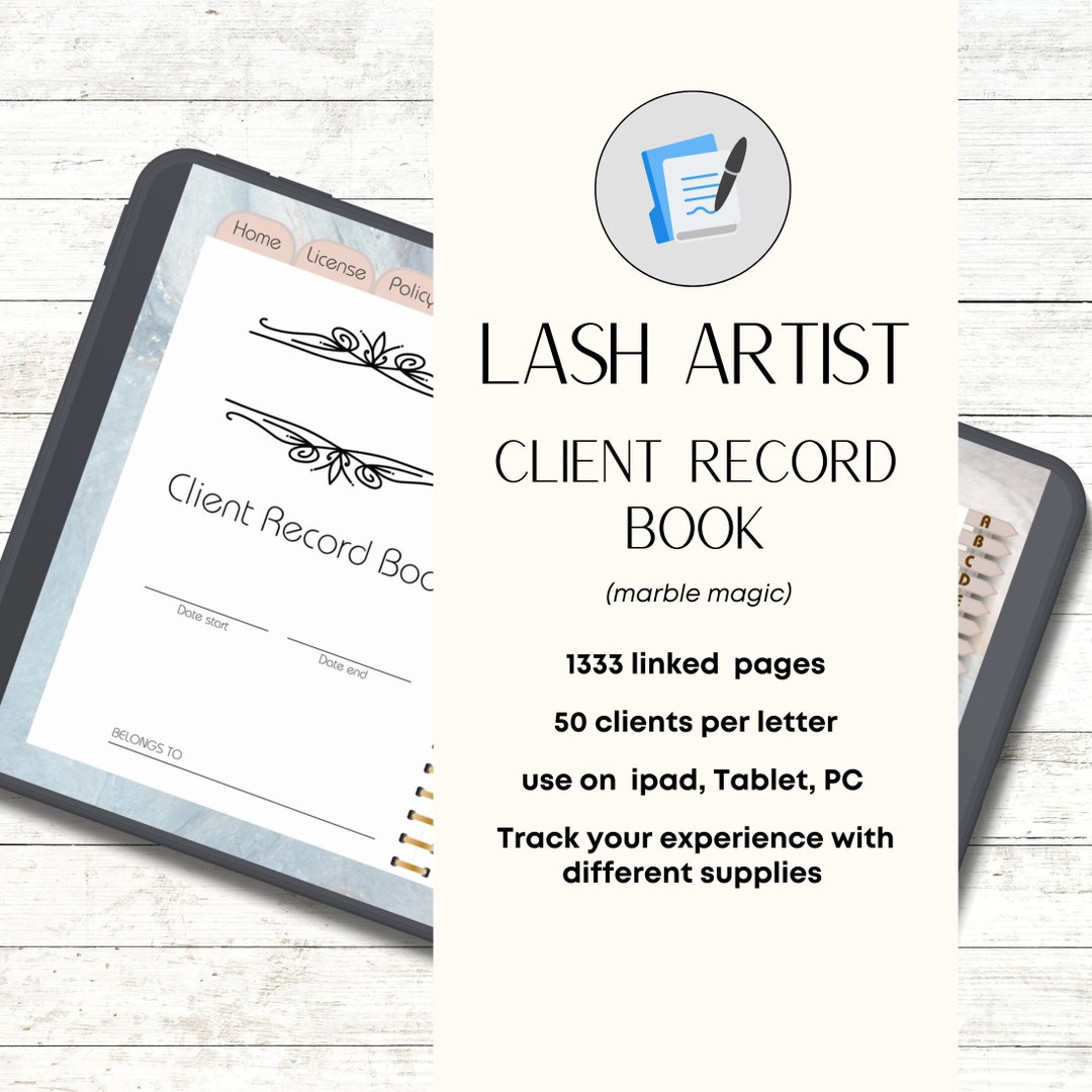 Lash Tech Record Book Lash Tech Client Records Book Lash Artist Planner ...