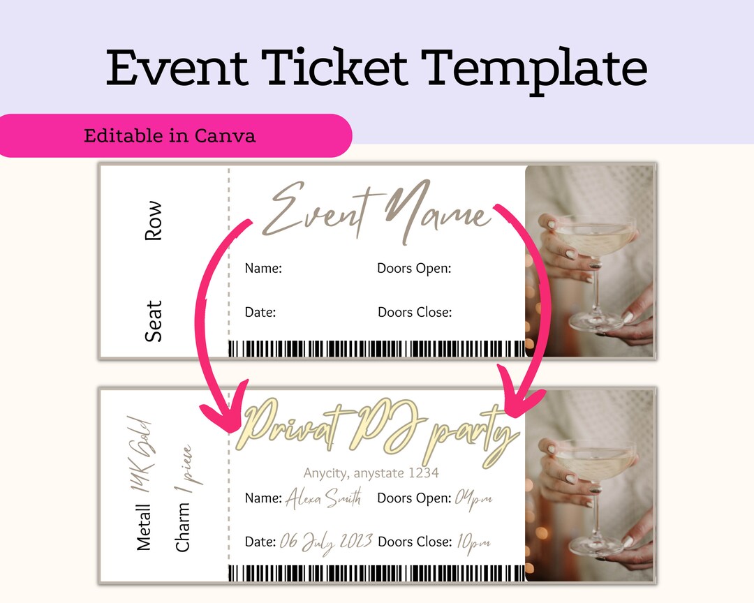 Editable Concert Ticket Template DIY Event Ticket Custom Concert Ticket ...