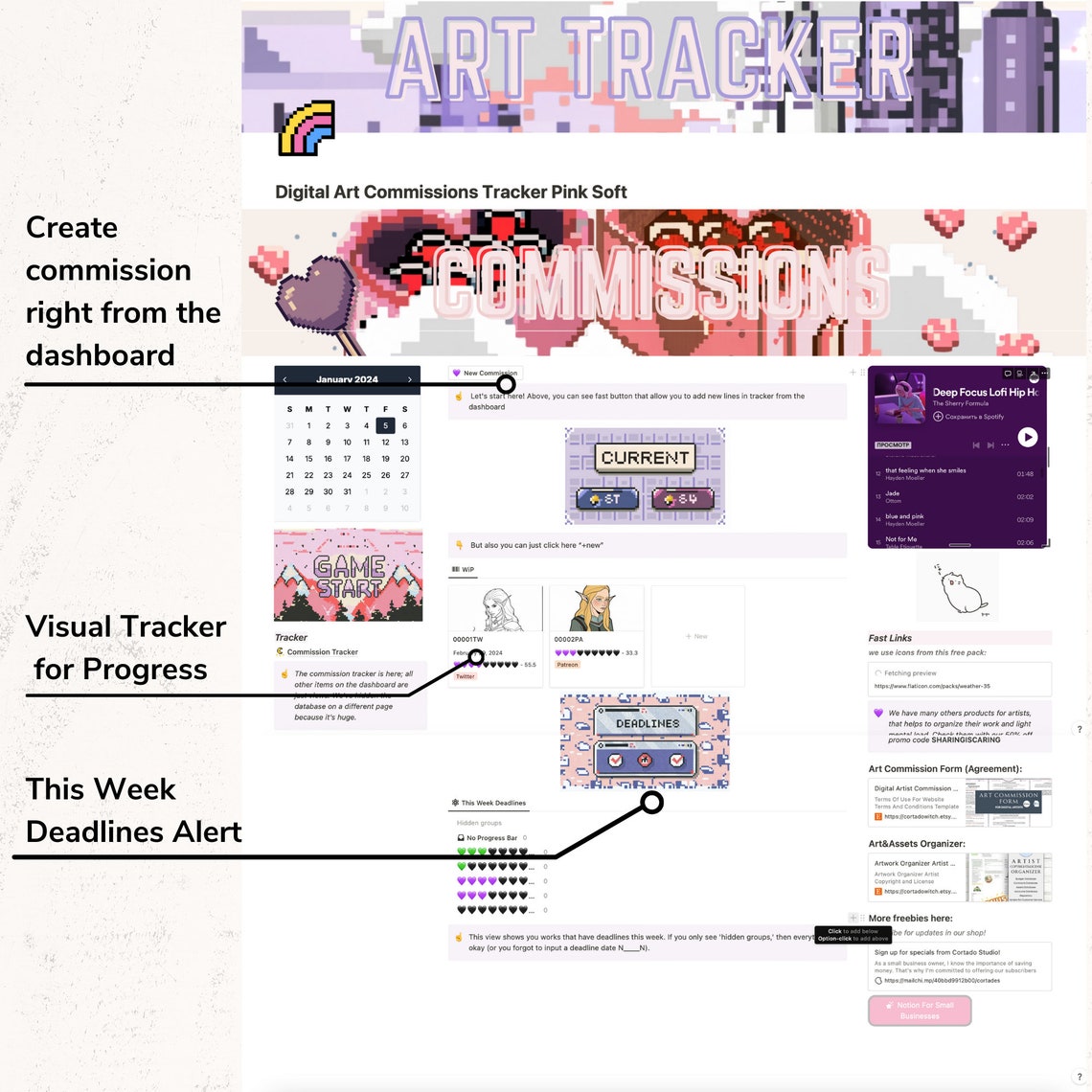 Notion Artist Organizer Notion Template for Art Commission Tracker ...