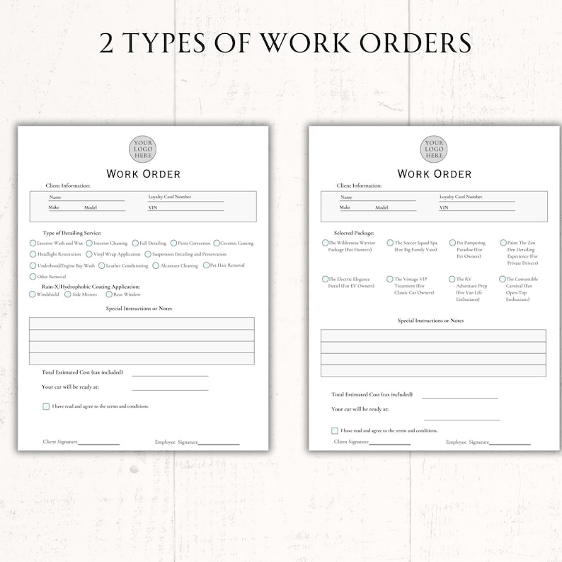 Mobile Detailing Service 9 Pages Auto Detailing Intake Form Vehicle ...