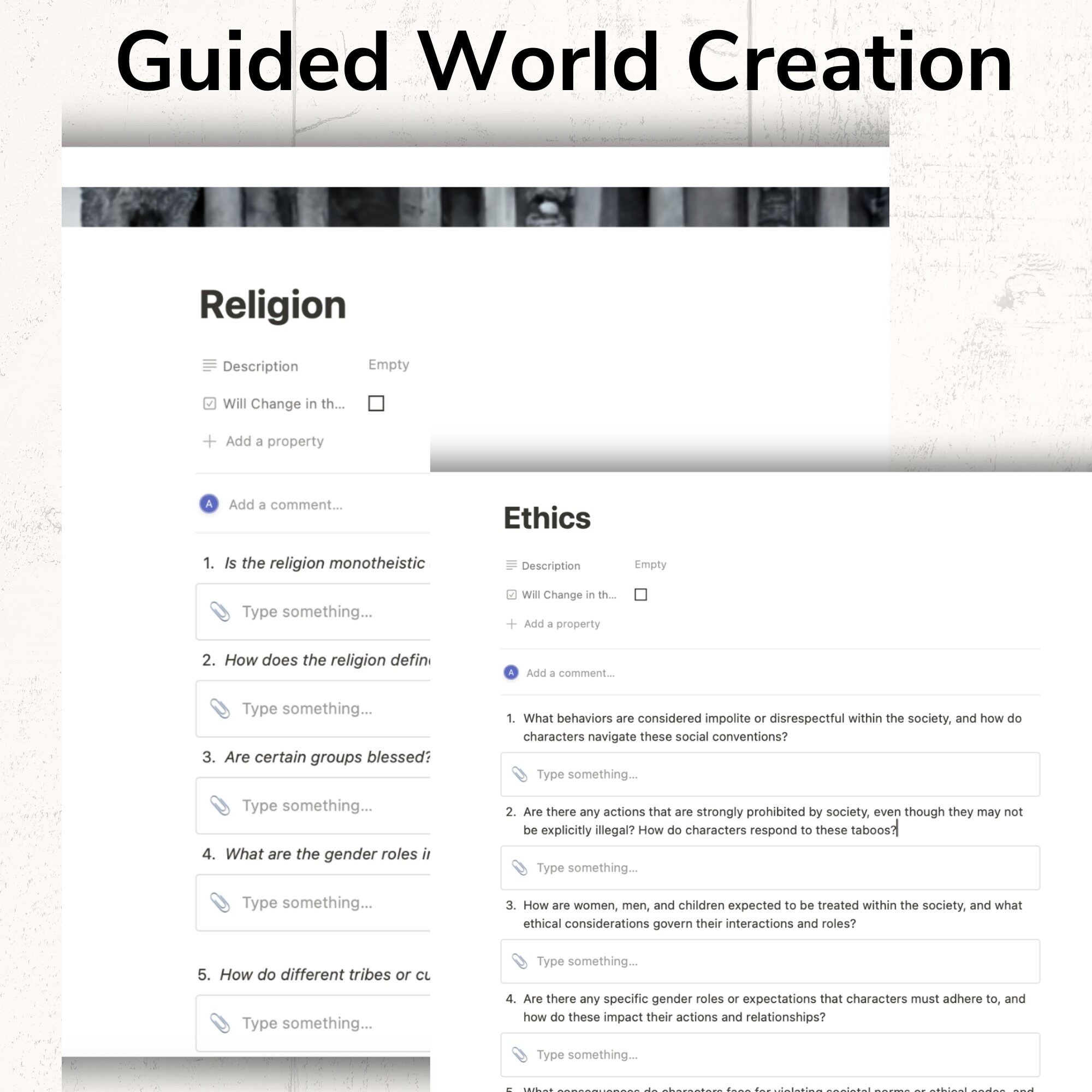 Notion Template Writer Bundle Plot Outline World Creation System for Writer Organizer Novel ...