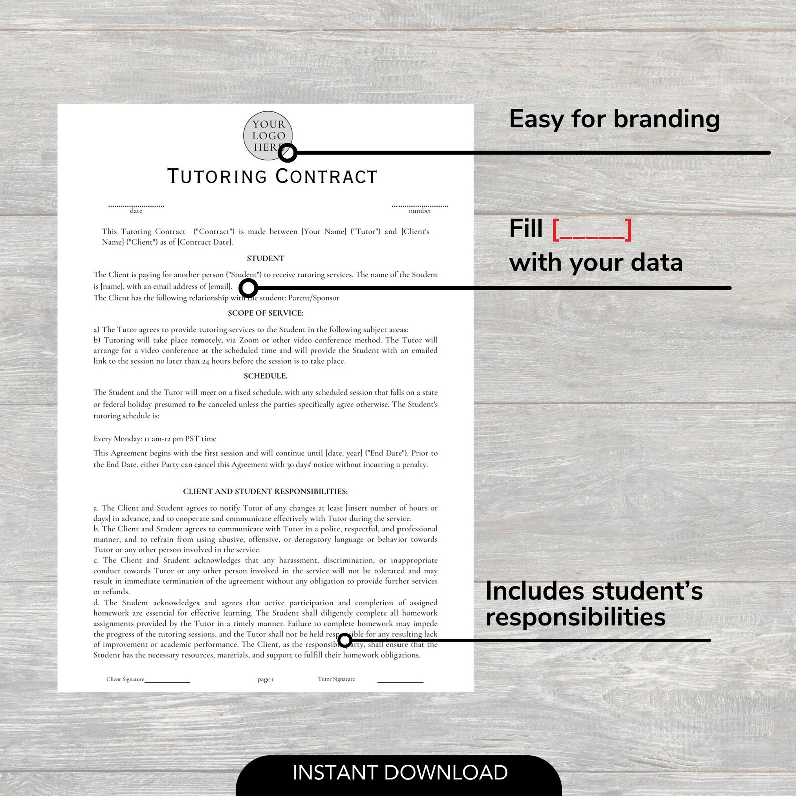 Tutoring Contract 2024 Student Intake Form Tutoring Agreement Online ...