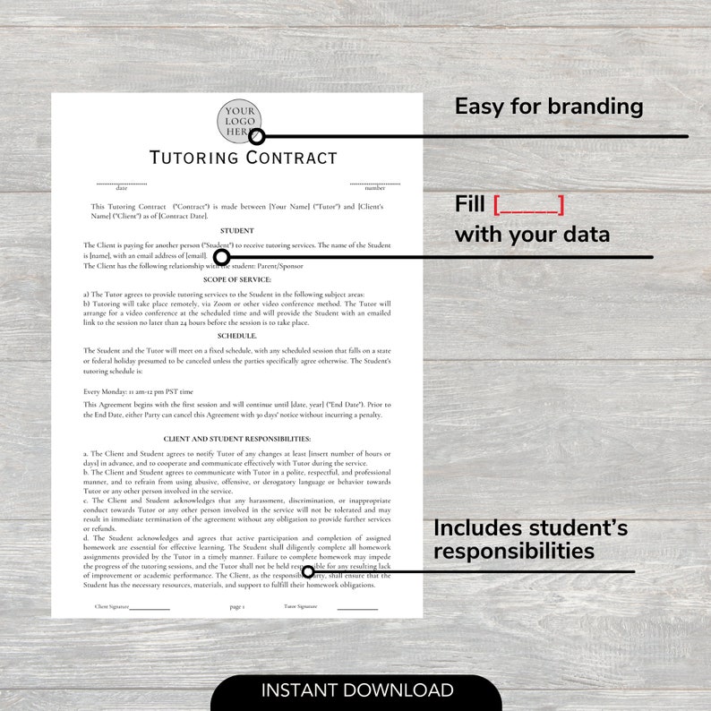 Tutoring Contract 2024 Student Intake Form Tutoring Agreement Online ...