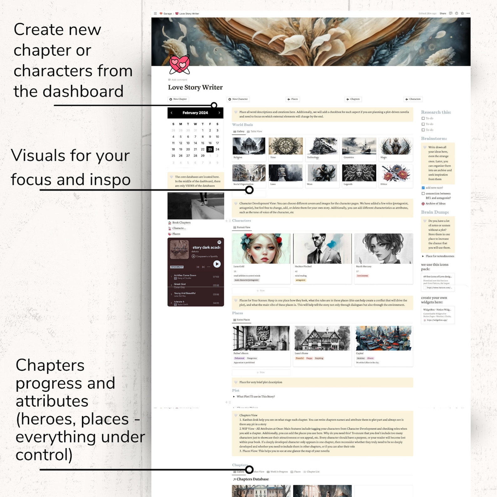 Notion Template for Writer Gift Plot Romance Novel Writing Template ...