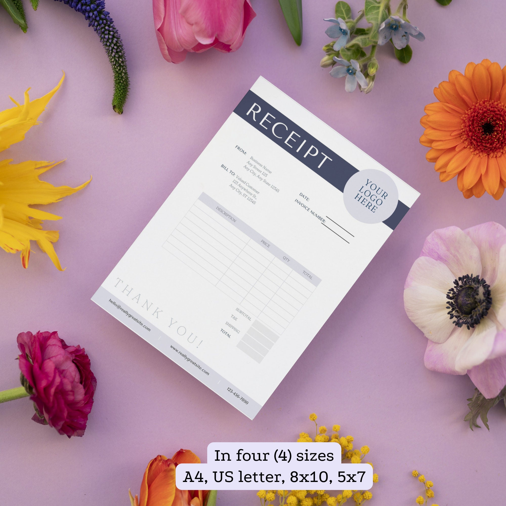 Editable Receipt Template Printable Billing Template Order Form ...