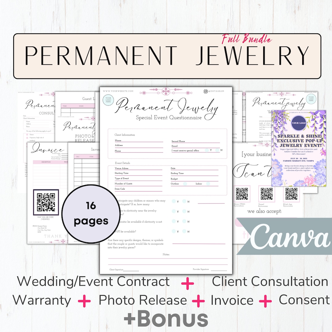 Permanent Jewelry Forms Permanent Jewelry Kit Permanent Jewelry ...