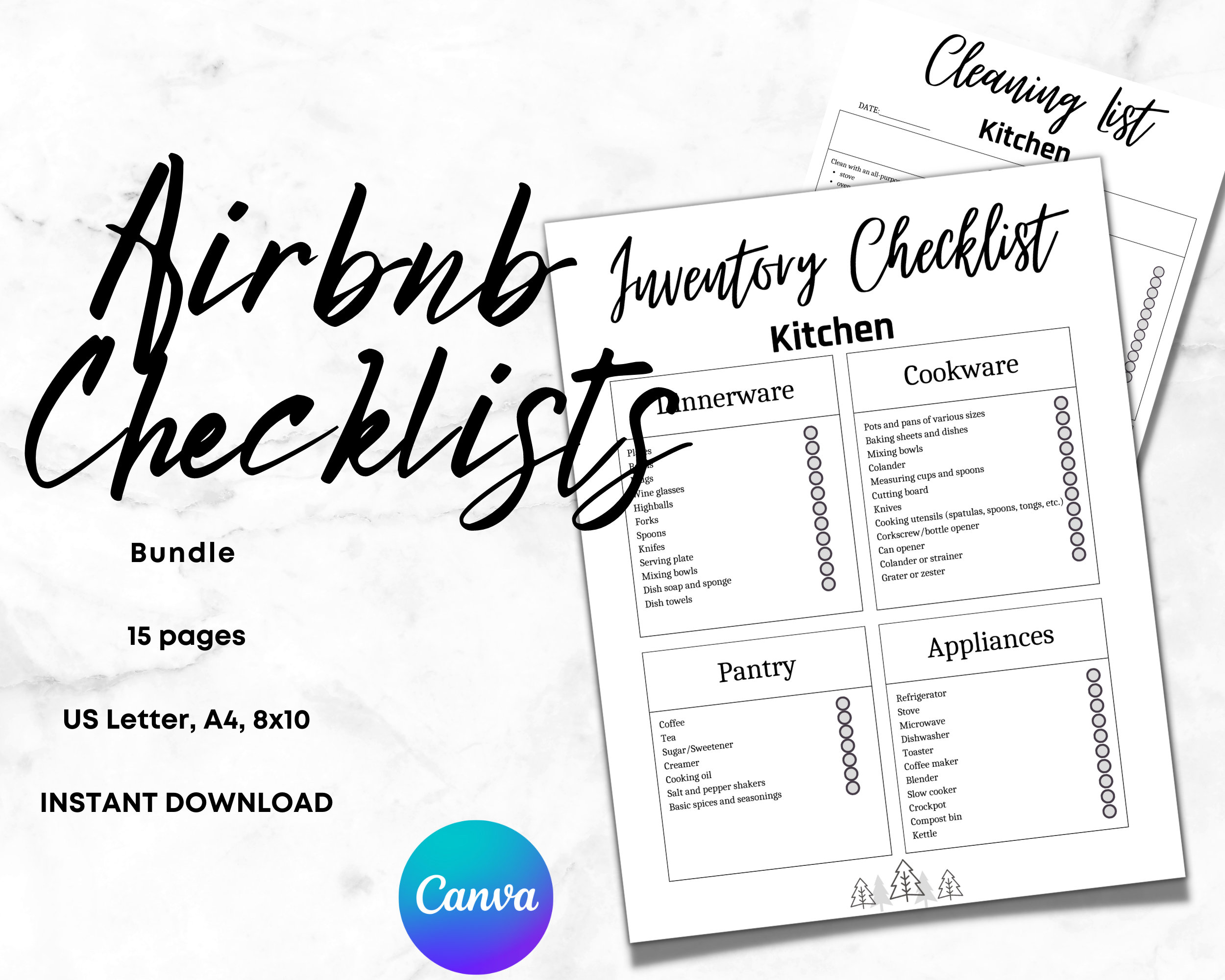 Airbnb Checklist Template Bundle Editable Airbnb Home Inventory ...