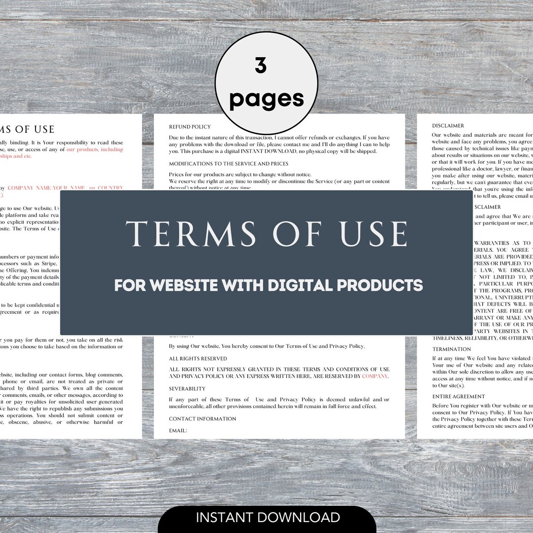 Terms of Use for Website Terms and Conditions Template for Website With ...