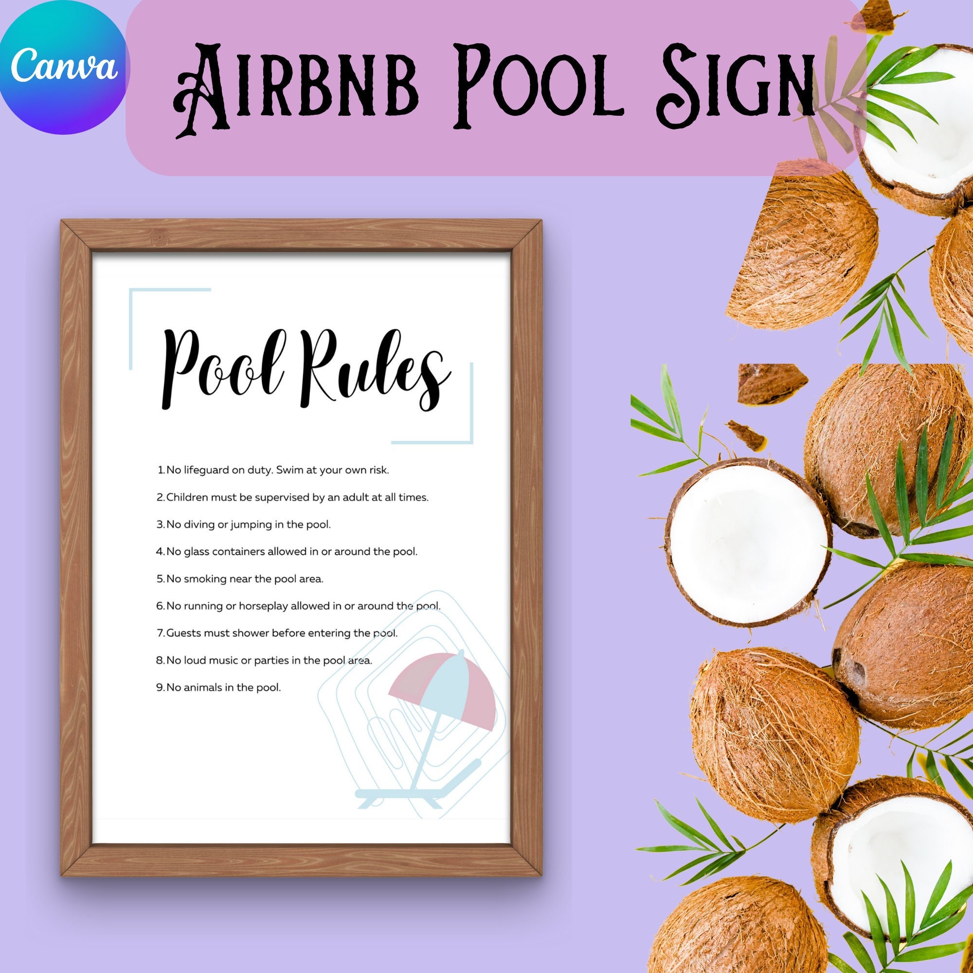 Swimming Pool Rules Template Editable Airbnb Editable Small Business ...