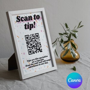 Coffeeshop Tip Sign QR Code Sign Editable Digital Tip Sign Printable ...