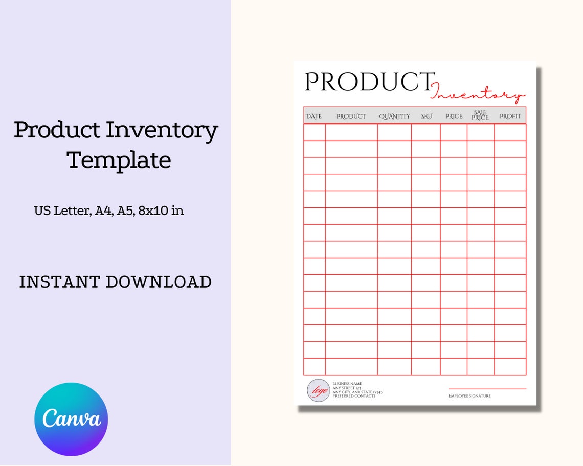 Editable Inventory Management Form Inventory Tracker PDF Product ...