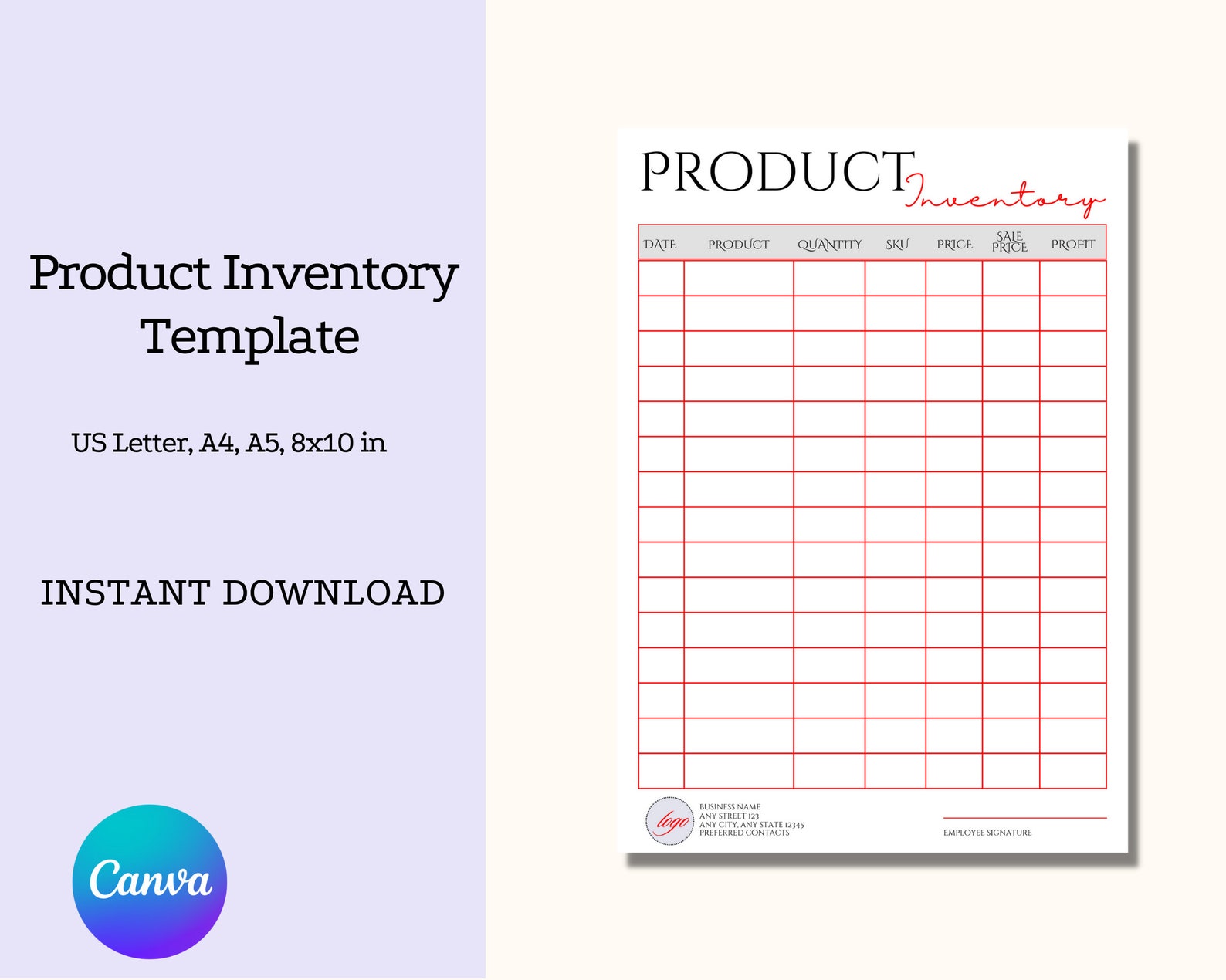 Editable Inventory Management Form Inventory Tracker PDF Product ...
