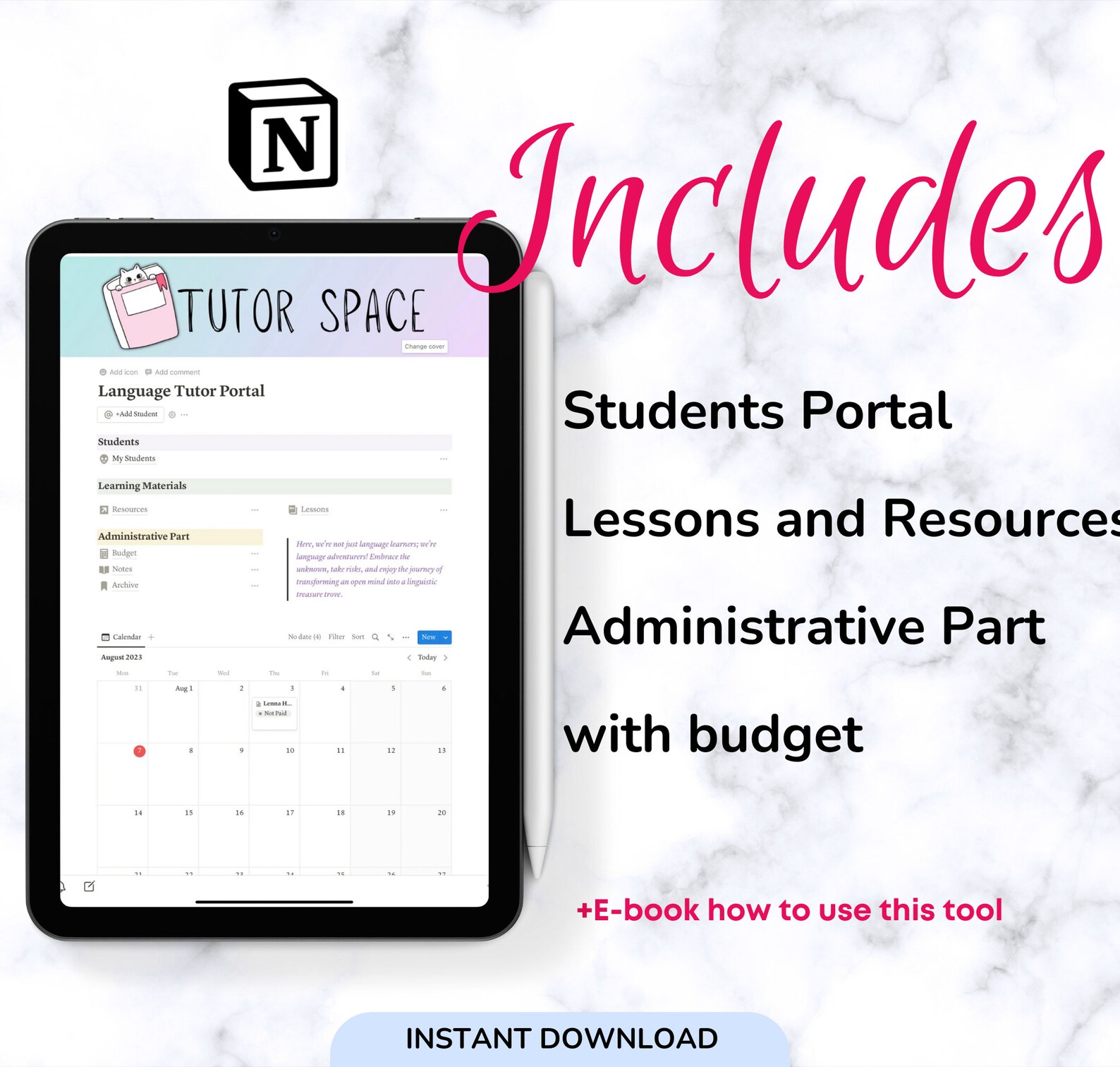 Private Language Tutor Portal Language Tutoring Online Portal Student ...