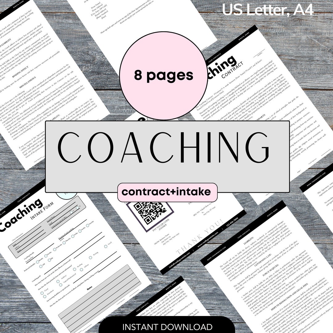 Coaching Contract Template Coach Client Intake Form Coach Invoice Form ...