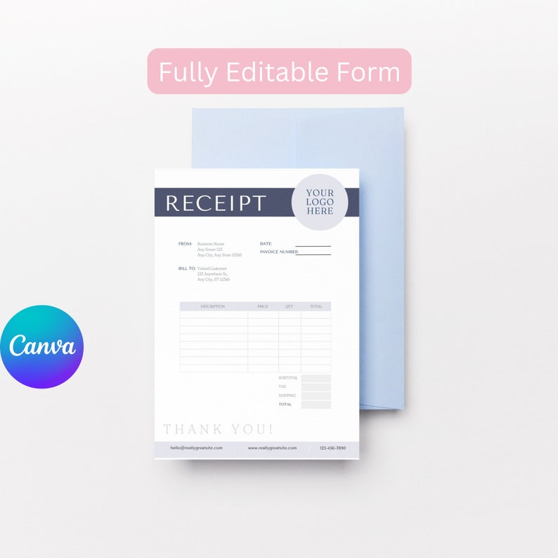 Editable Receipt Template Printable Billing Template Order Form ...