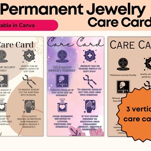 Permanent Jewelry Care Card Bundle Vertical Care Cards - Etsy