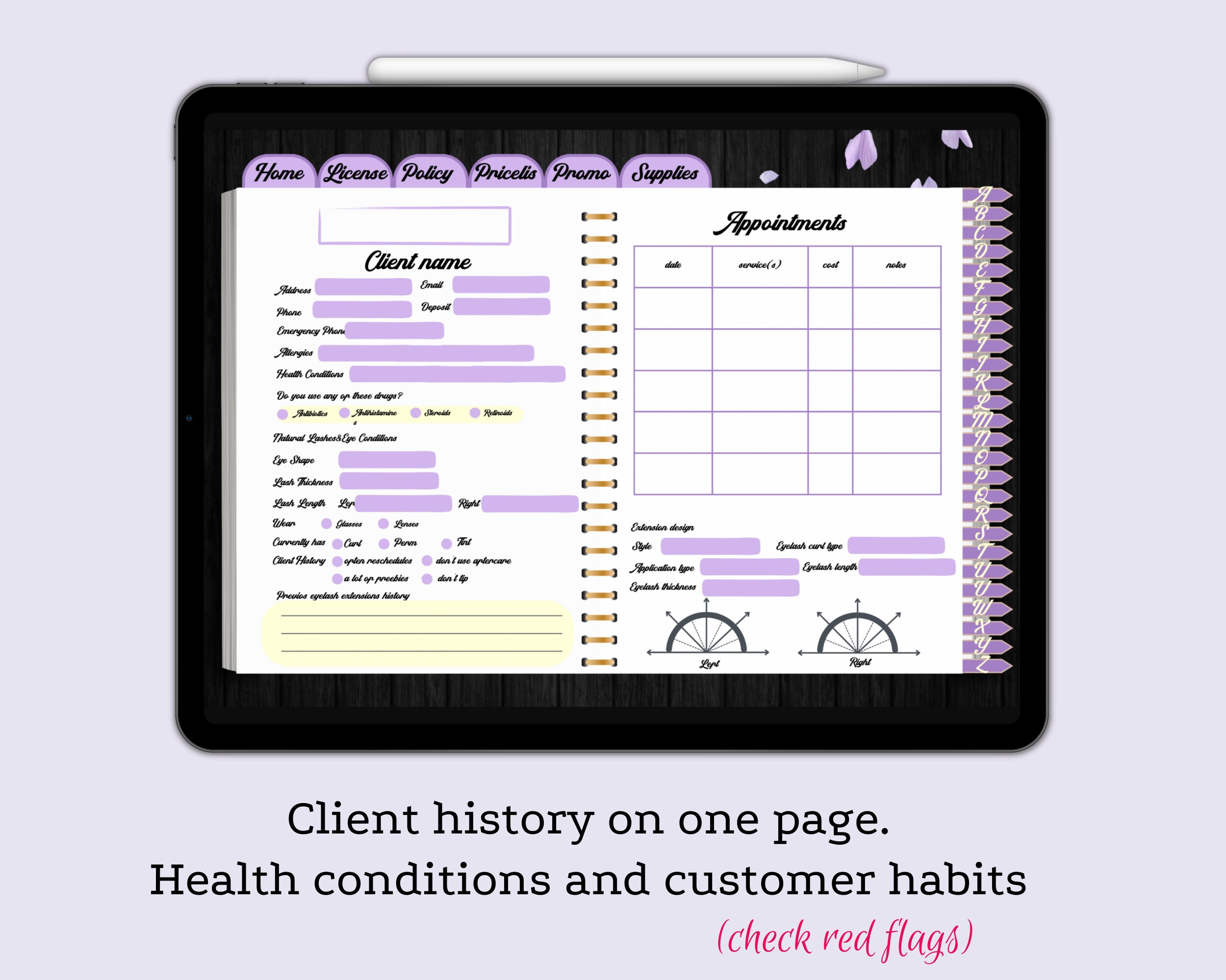 Lash Tech Client Record Book Digital Client Record Book Lashes Artist ...