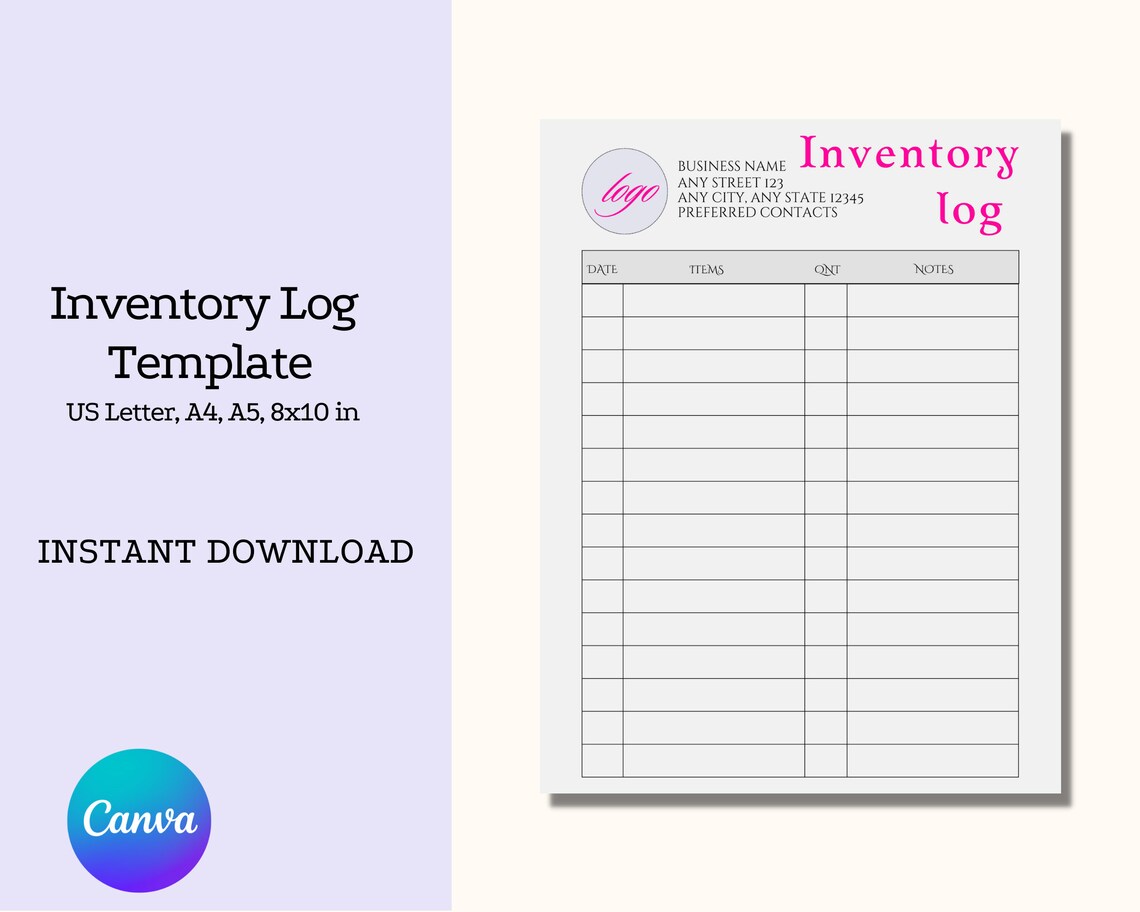 Editable Inventory Management Form Farm Inventory Tracker Product ...