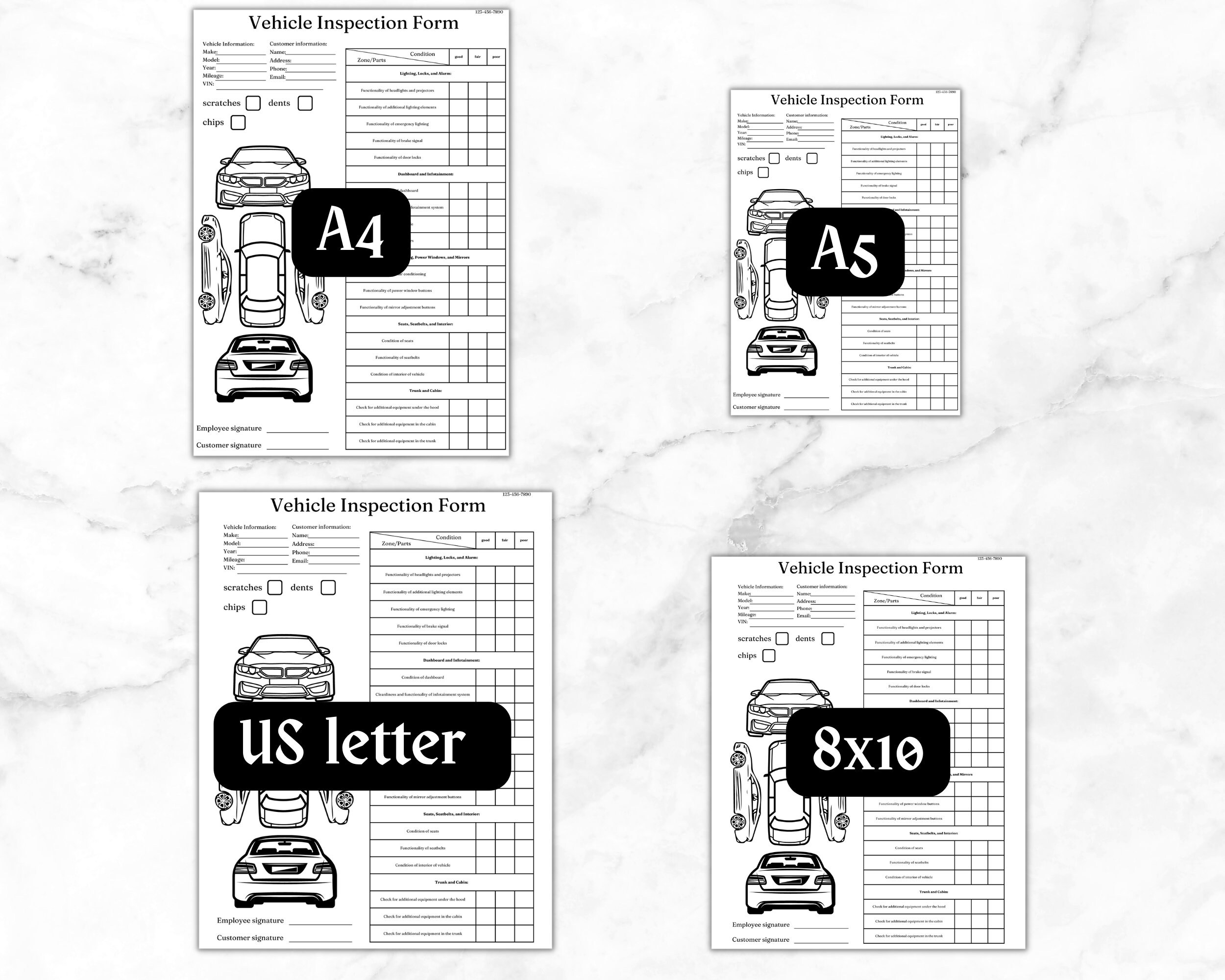 Car Repair Shop Documents Bundle Car Repair Forms Vehicle Inspection ...