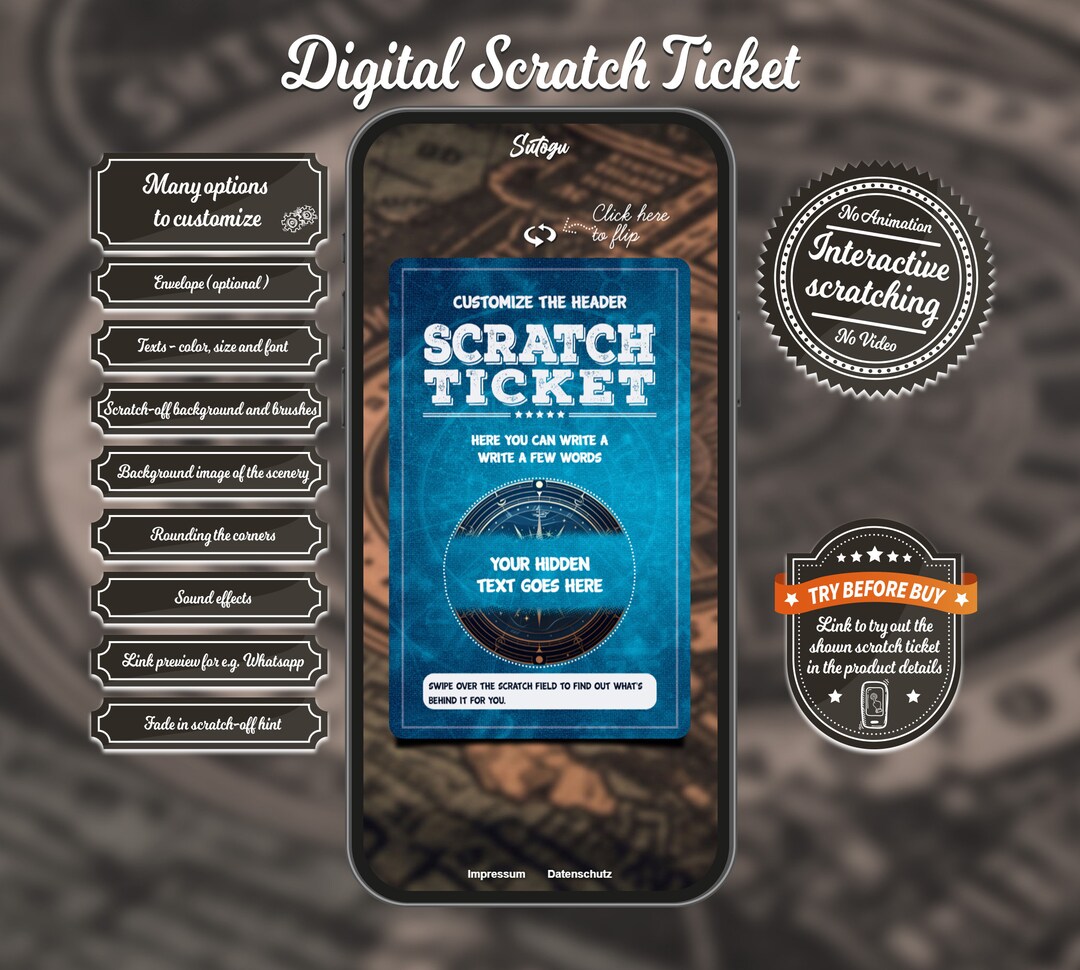 Customizable Digital Scratch Ticket Ecards Scratch off Card ...