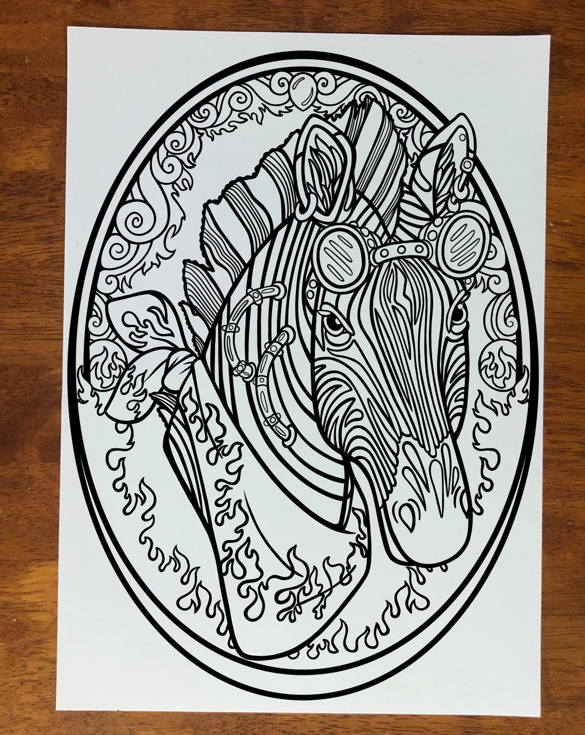 Steampunk Zebra, Colouring in Page, Downloadable, Digital File Digital ...