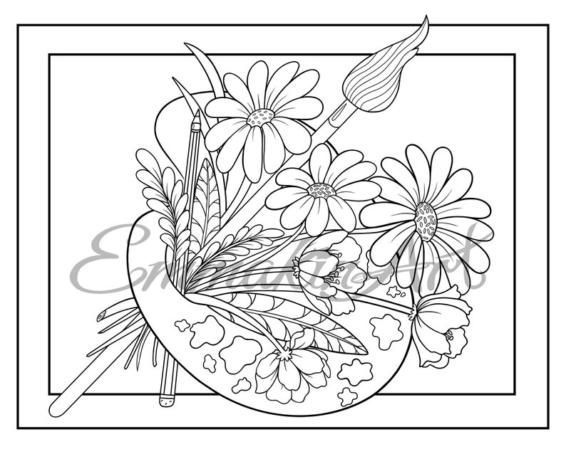Artists Palette,colouring in Page,downloadable,digital File/print/hand ...