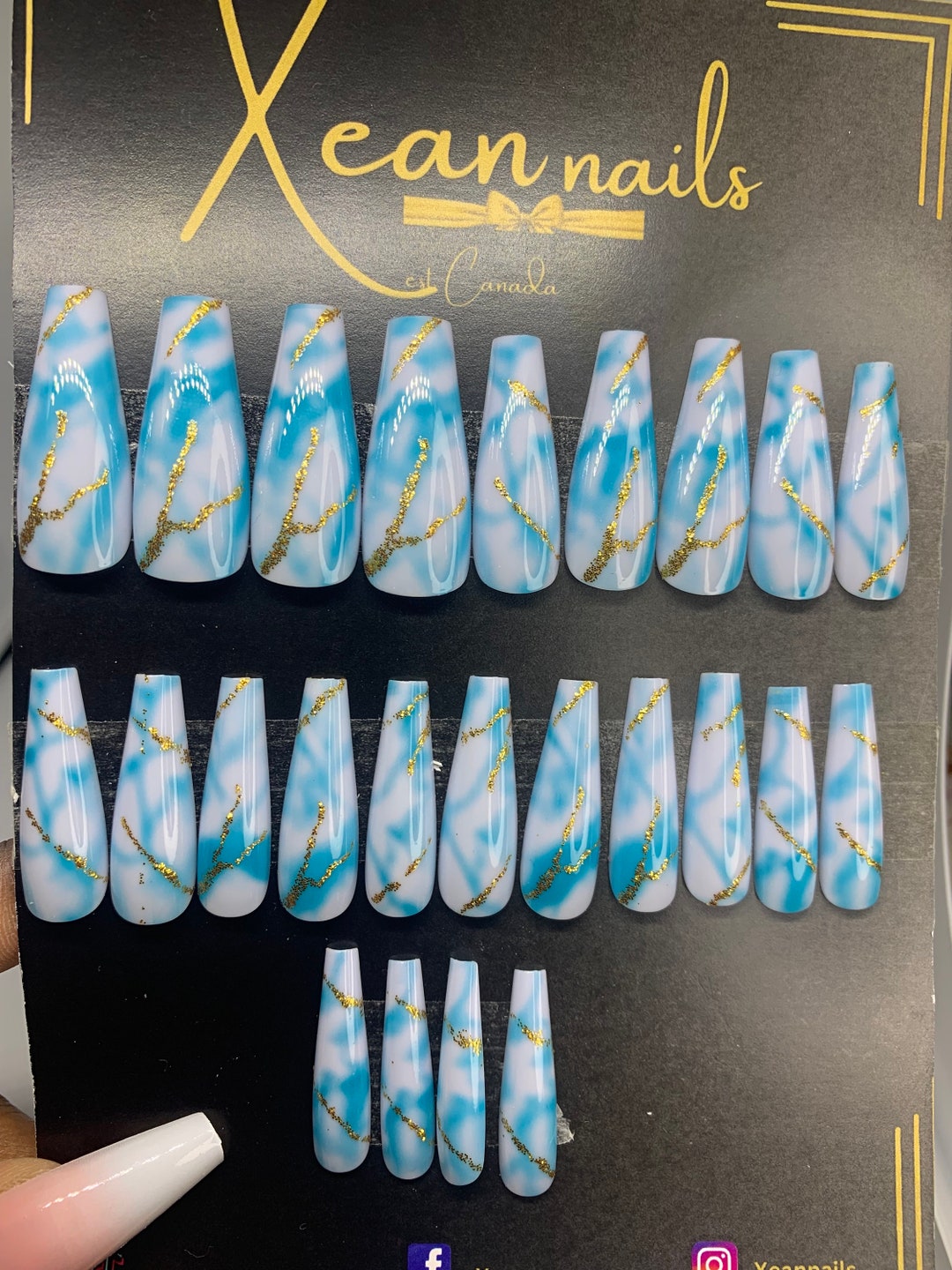 Long Crystals Press on Nails - Etsy