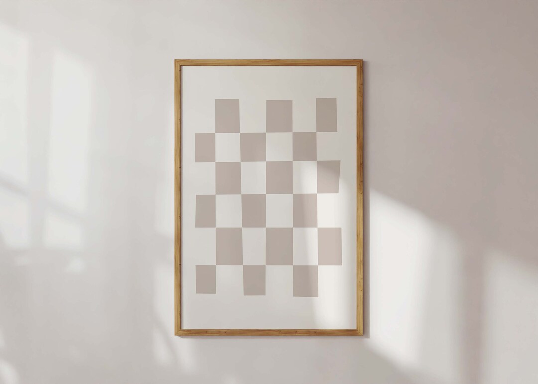 Checkered Wall Art, Neutral Art Print, Trendy Wall Art, Digital Prints ...