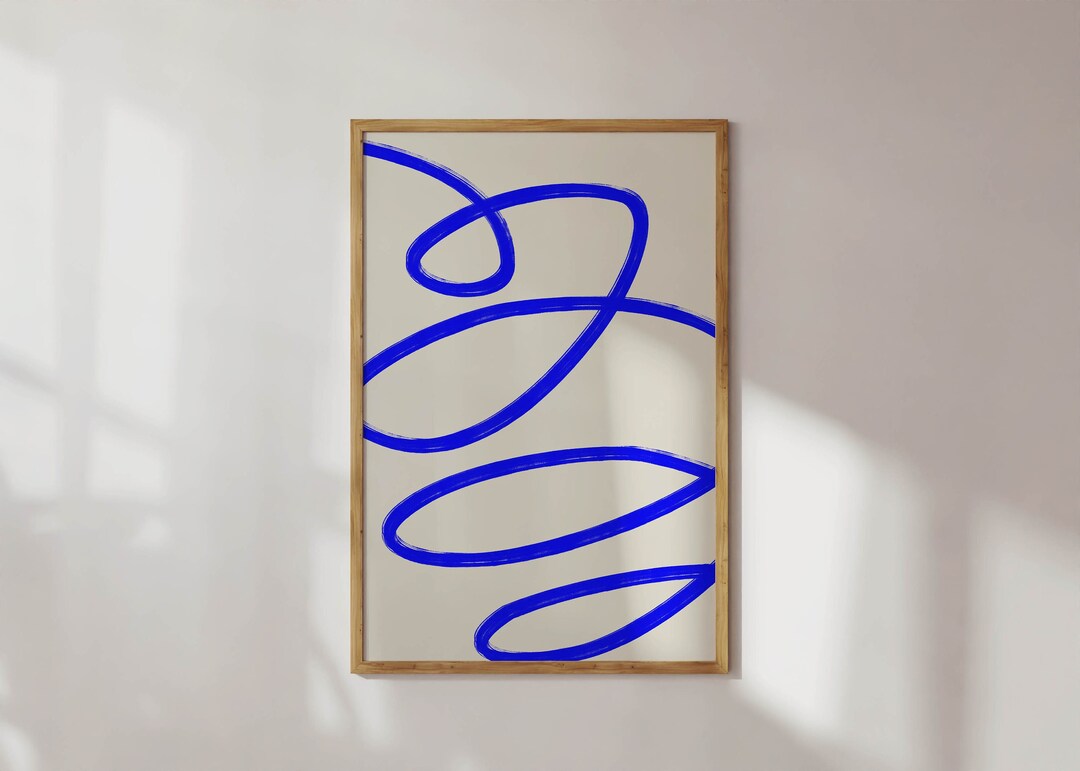Blue Line Wall Art, Printable Abstract Art, Blue Abstract Wall Art ...