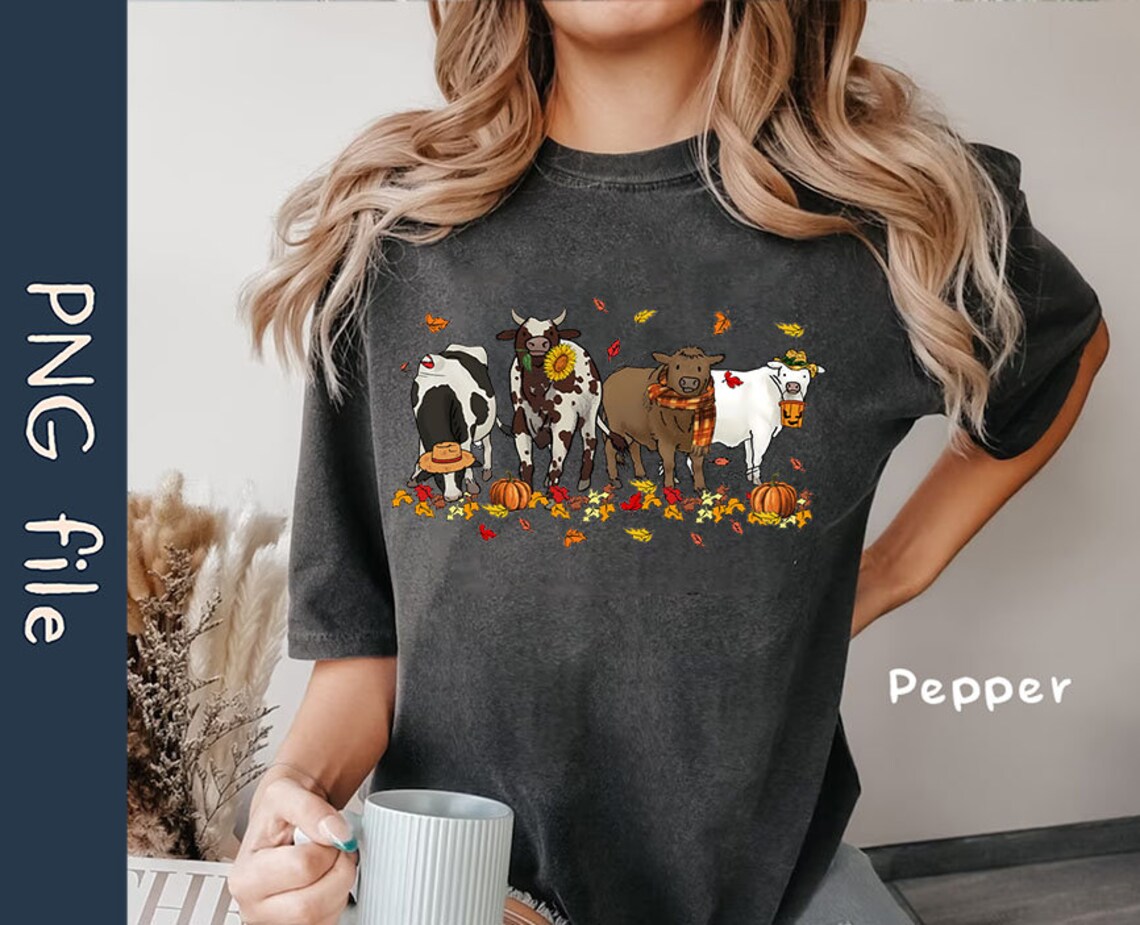 Fall Cows PNG, Thanksgiving Cows Png, Funny Cow Png, Fall Png, Cow ...