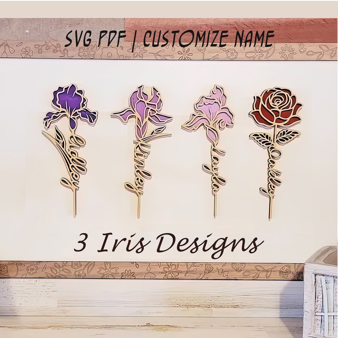 Personalized Iris Laser Cut File SVG Custom Iris Bundle Svg - Etsy