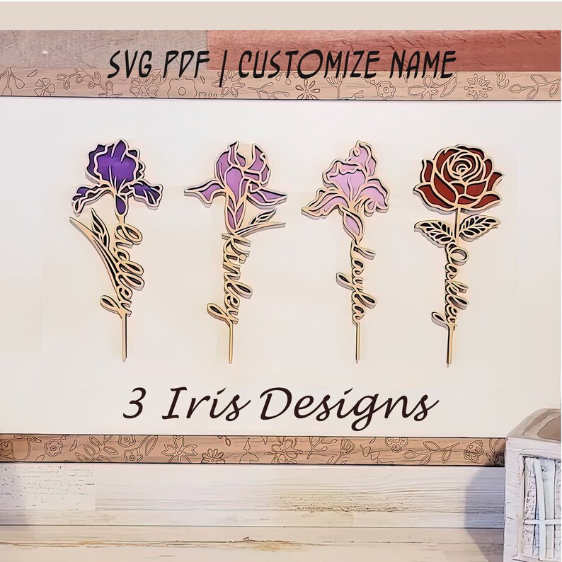 Personalized Iris Laser Cut File SVG Custom Iris Bundle Svg - Etsy