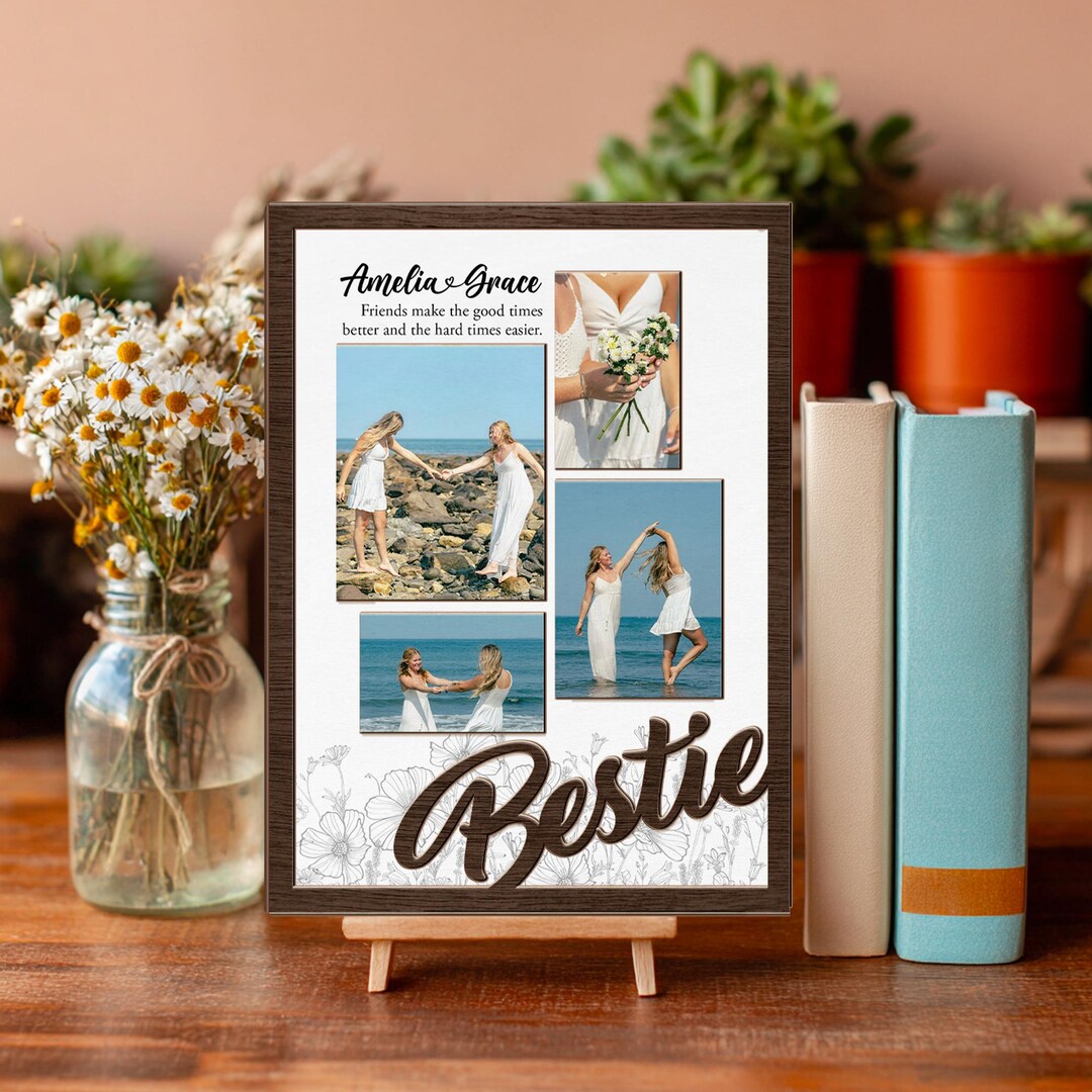Custom Bestie Photo Collage Wooden Sign, Custom Photo Gift for Bestie ...