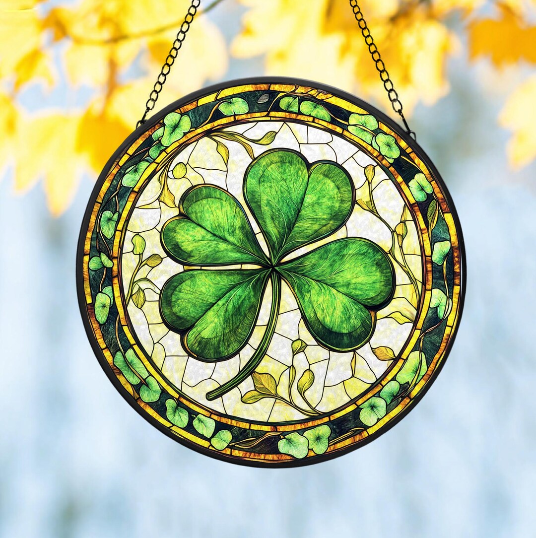 Four Leaf Clover Glass Suncatcher, St Patricks Suncatcher, Shamrock ...